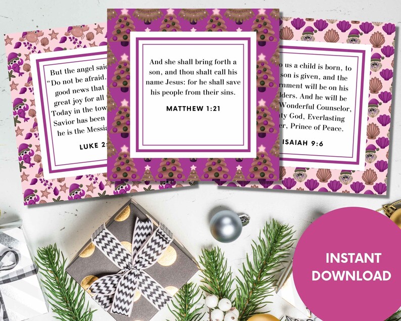 Printable Christmas Bible Verse Cards for Nativity Gifts,enclosure ...