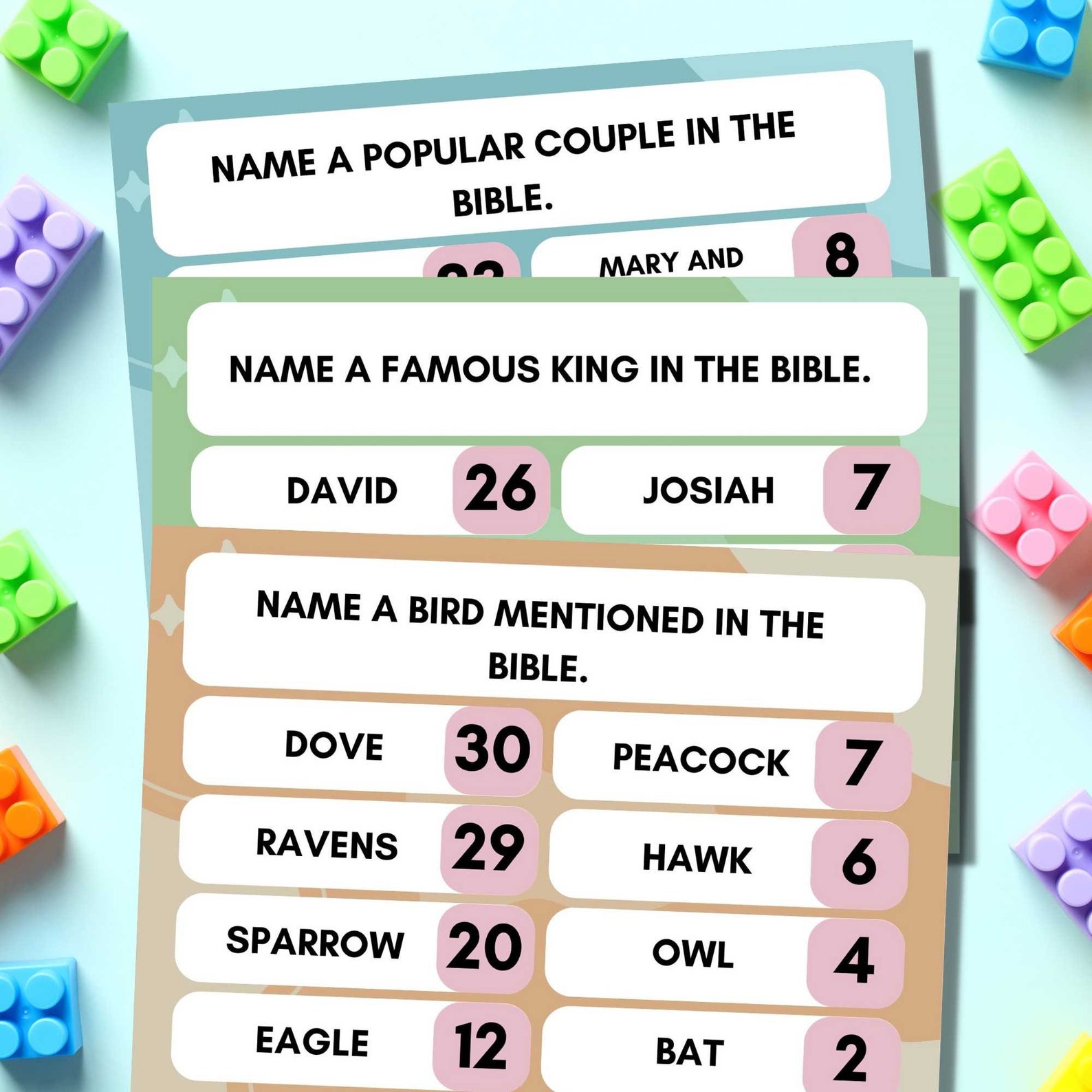 28 Bible Game Cards for Youth Night,christian Women Bible Feud Games ...