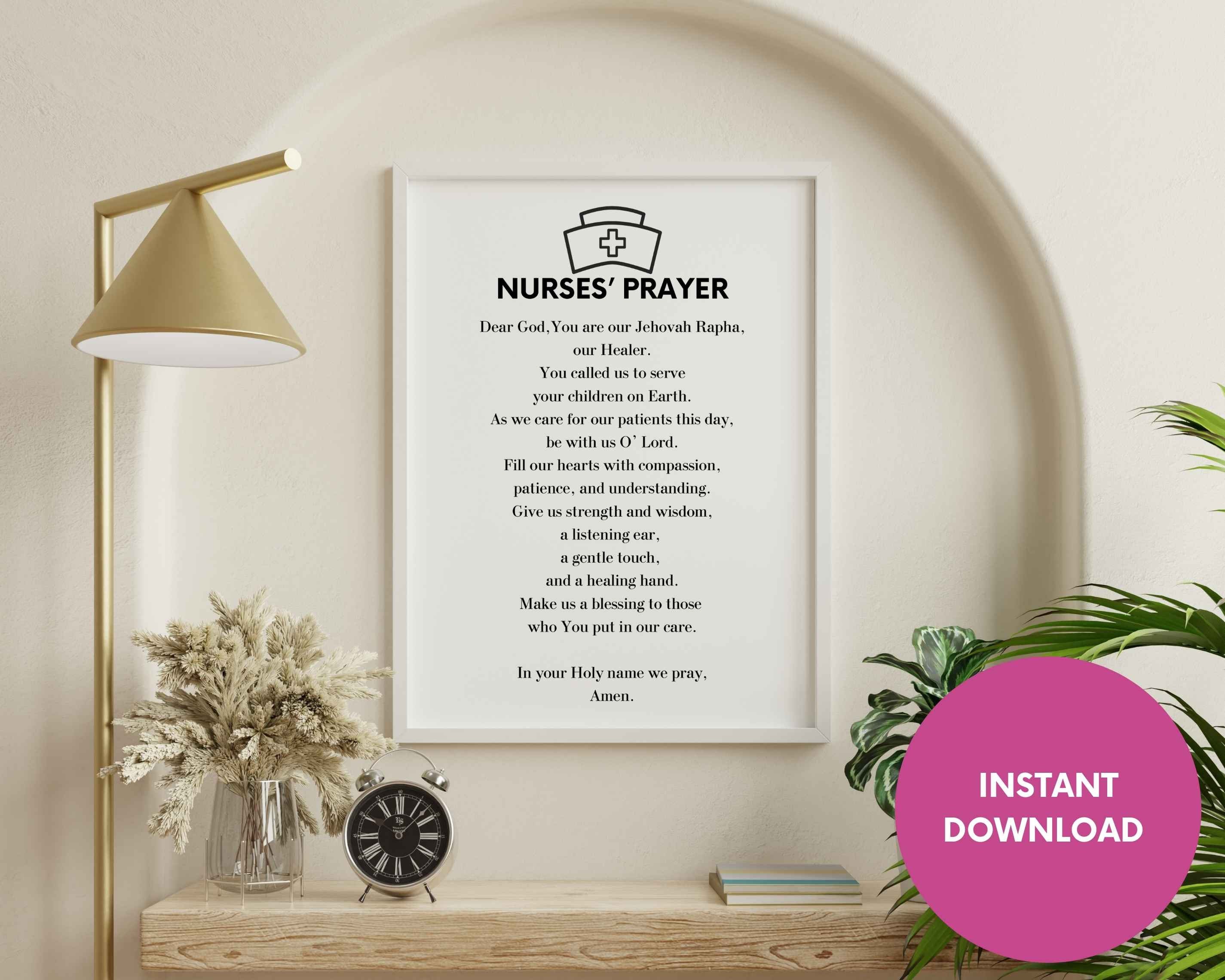 Nurse Prayer Minimalist Wall Art Graduation Gift,nurse Practitioner ...
