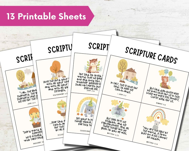 52 Bible Verse Scripture Flashcards Memory Verse,kids Christian ...