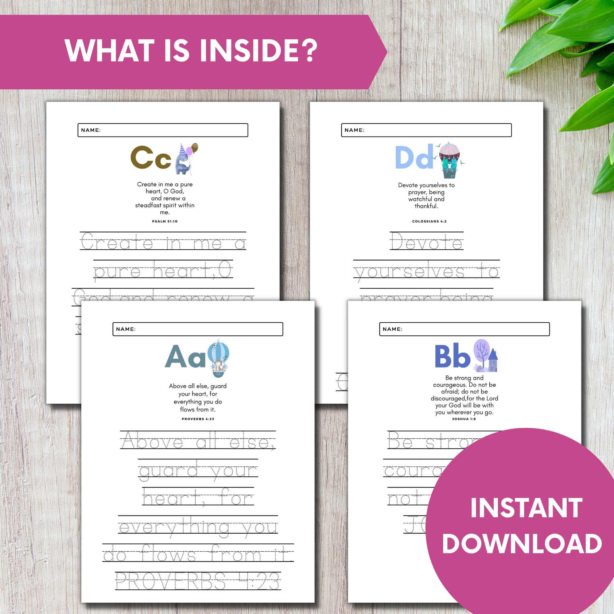 Printable Alphabet Bible Verse Cards and Tracing Worksheet ,homeschool ...