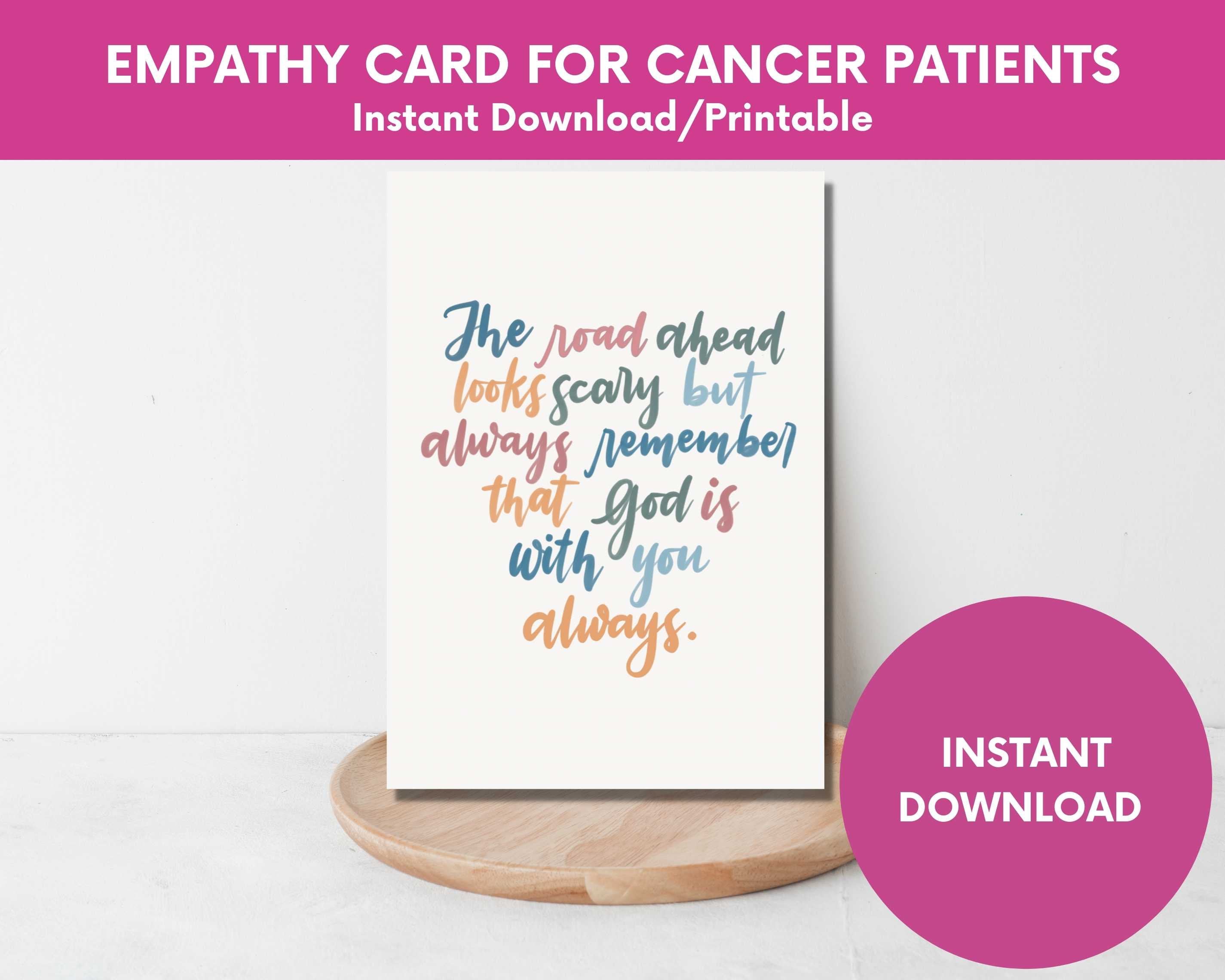 Printable Get Well Soon Cancer Card,empathy Encouragement Thinking of ...