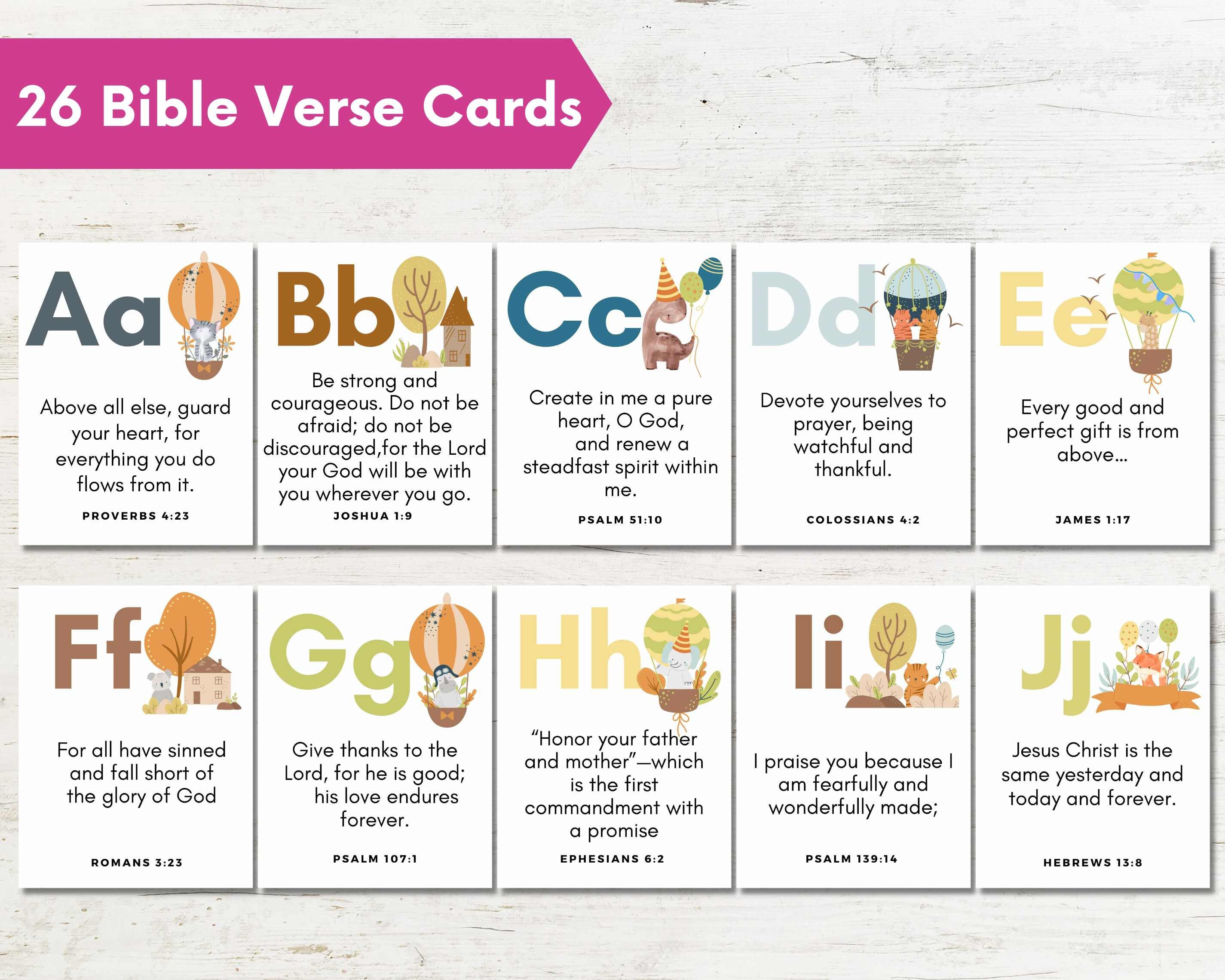 8x11 Bible Verse Scripture Flashcards for Sunday School,kids ABC Bible ...