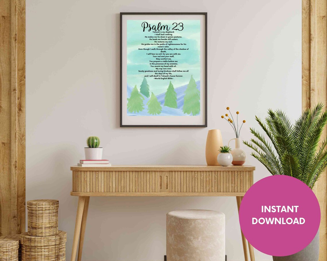 The Lord is My Shepherd Psalm 23 Bible Verse Print,world English Bible ...