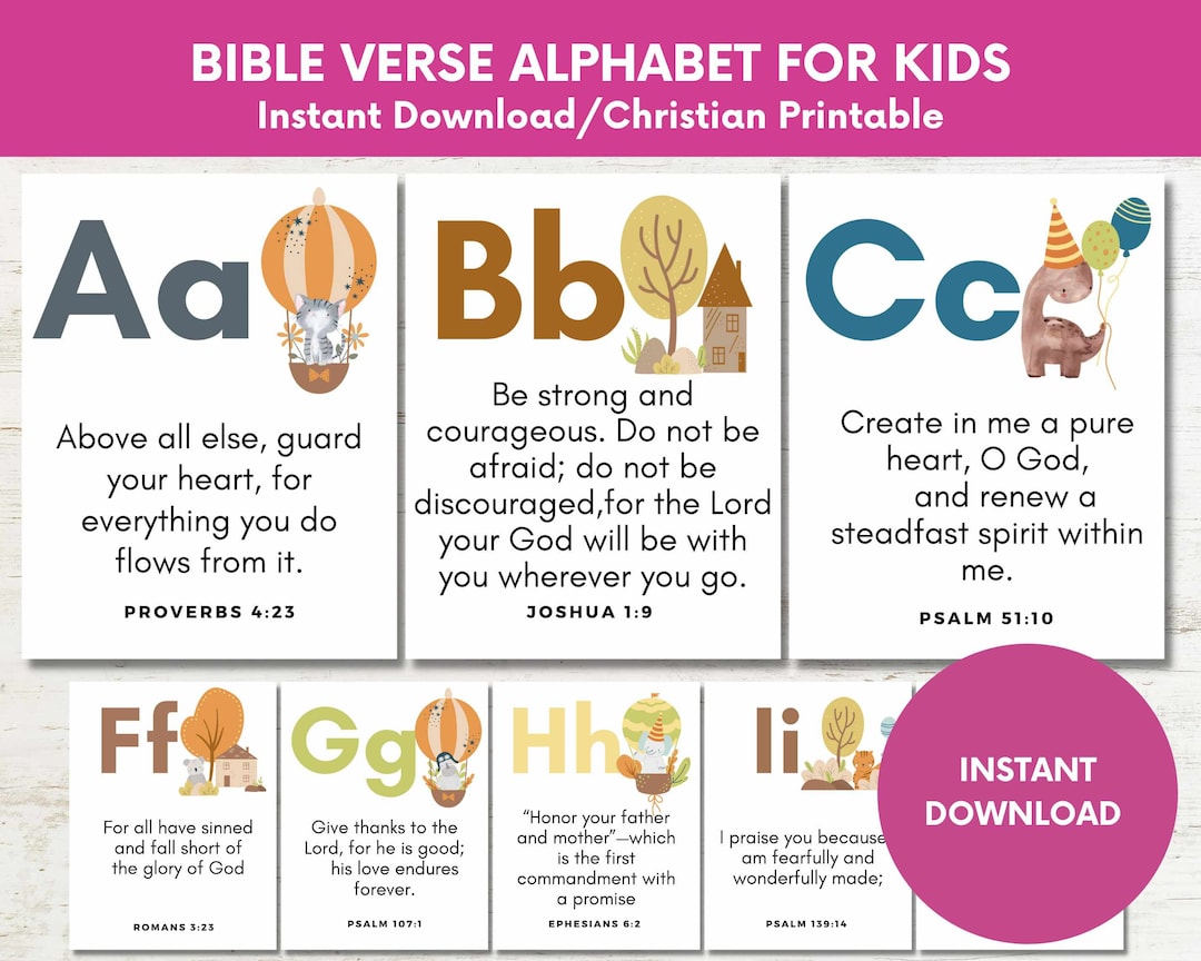 8x11 Bible Verse Scripture Flashcards for Sunday School,kids ABC Bible ...
