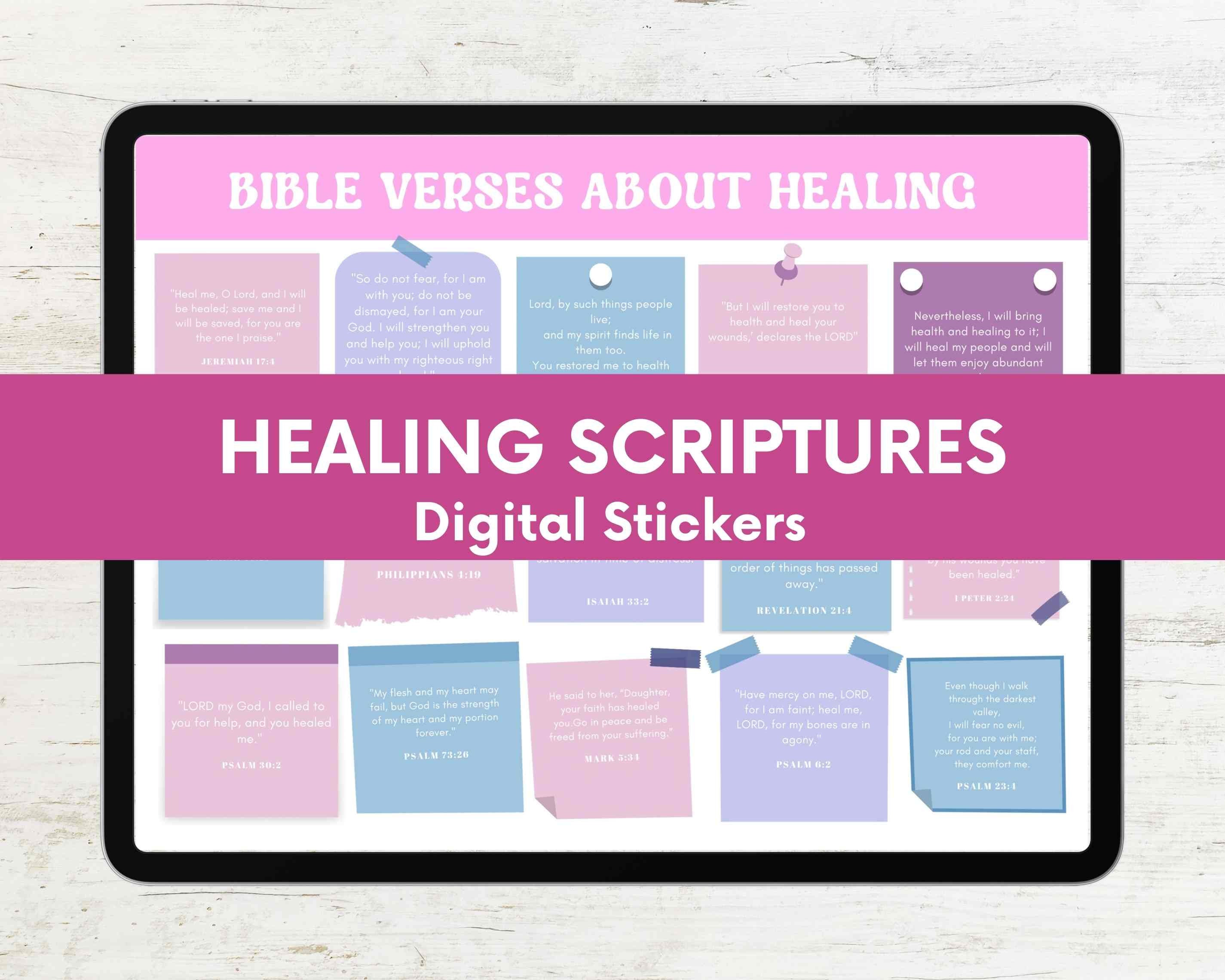 15 Pastel Colored Bible Verses About Healing,healing Scripture Digital ...