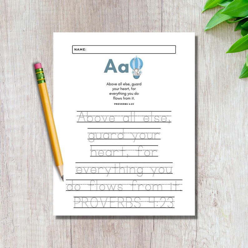Printable Alphabet Bible Verse Cards and Tracing Worksheet ,homeschool ...