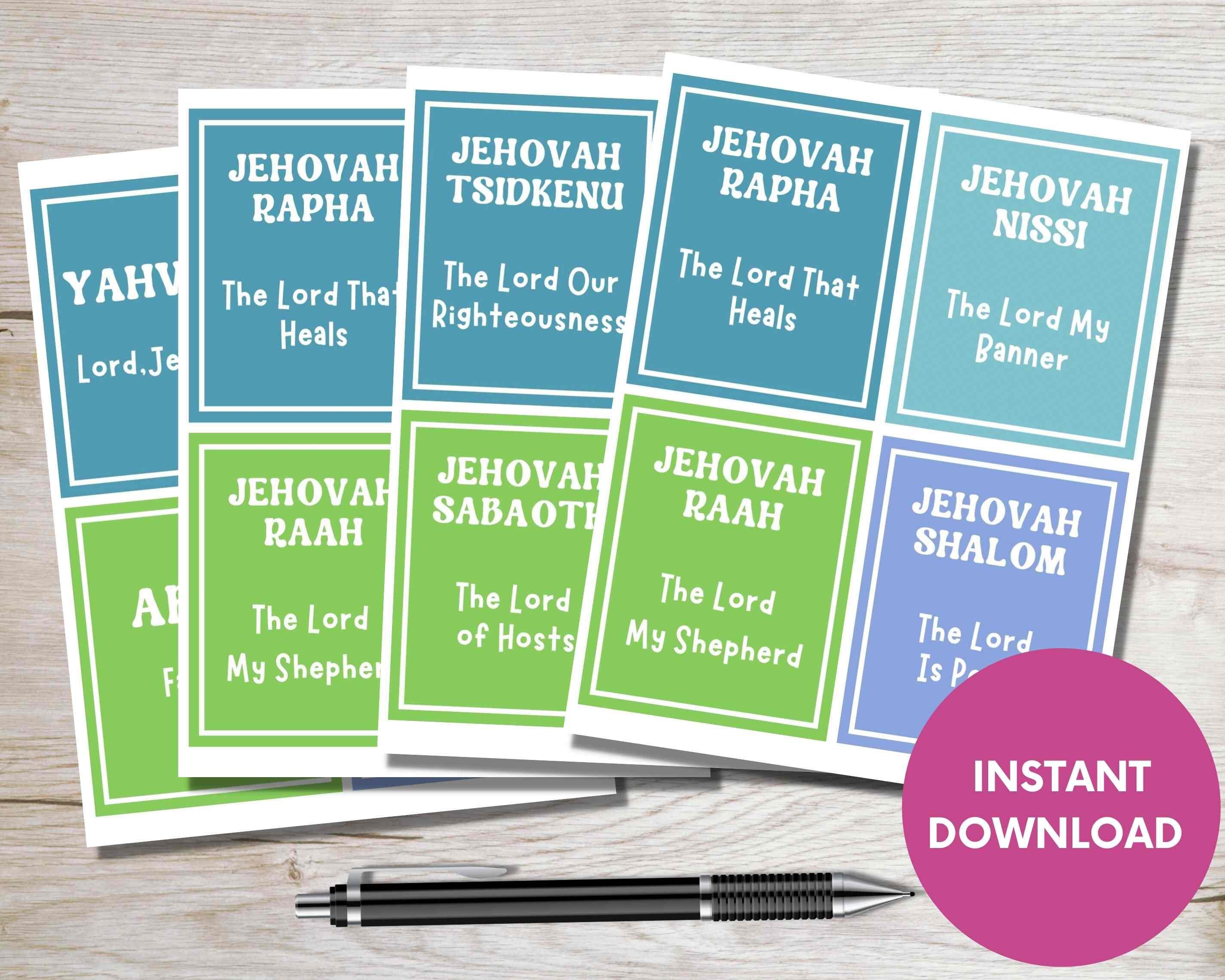 Names of God Scripture Cards, Lunchbox Notes for Kids,faith Printables ...