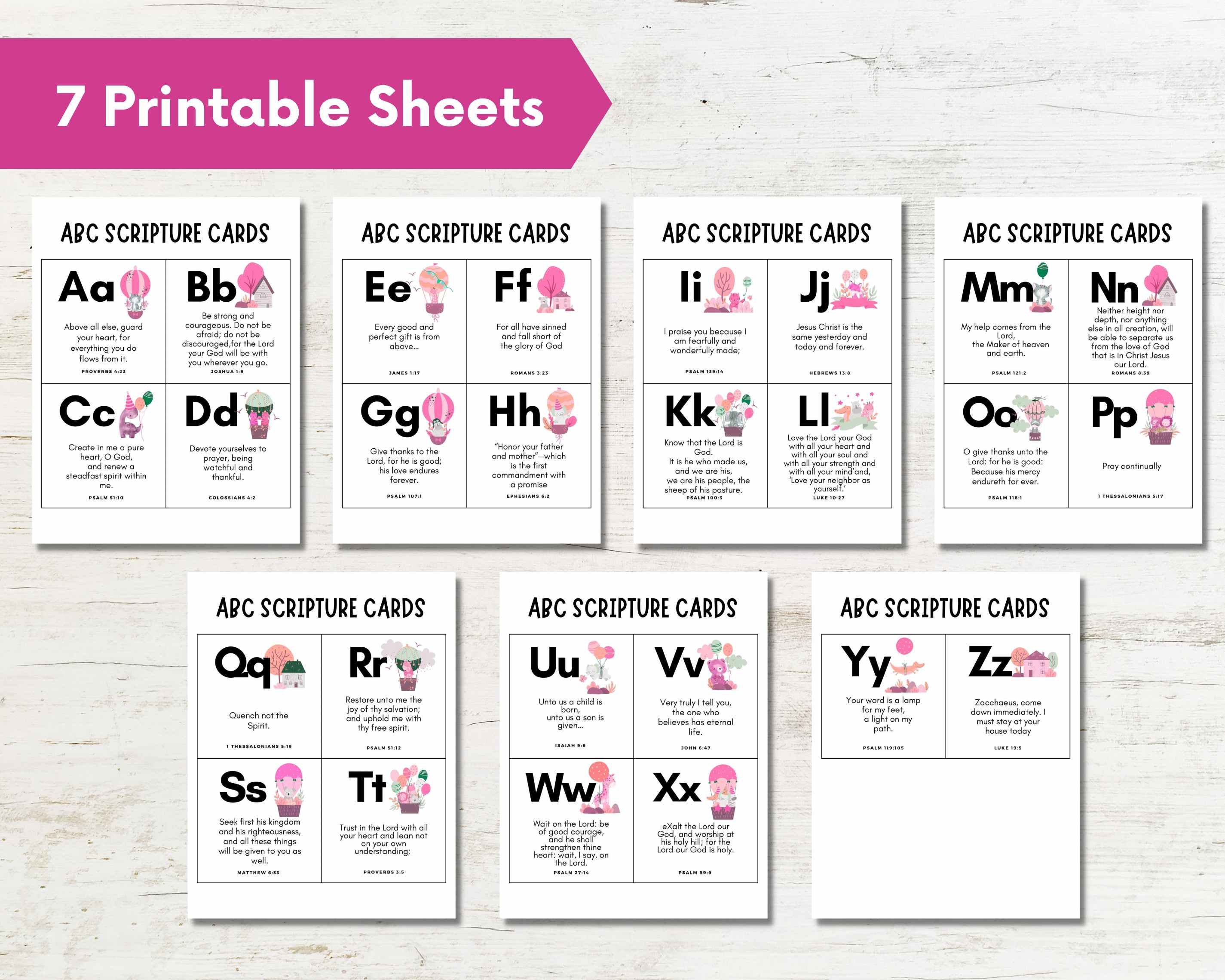 4x4 Bible Verse Scripture Flashcards for Sunday School,kids ABC Bible ...