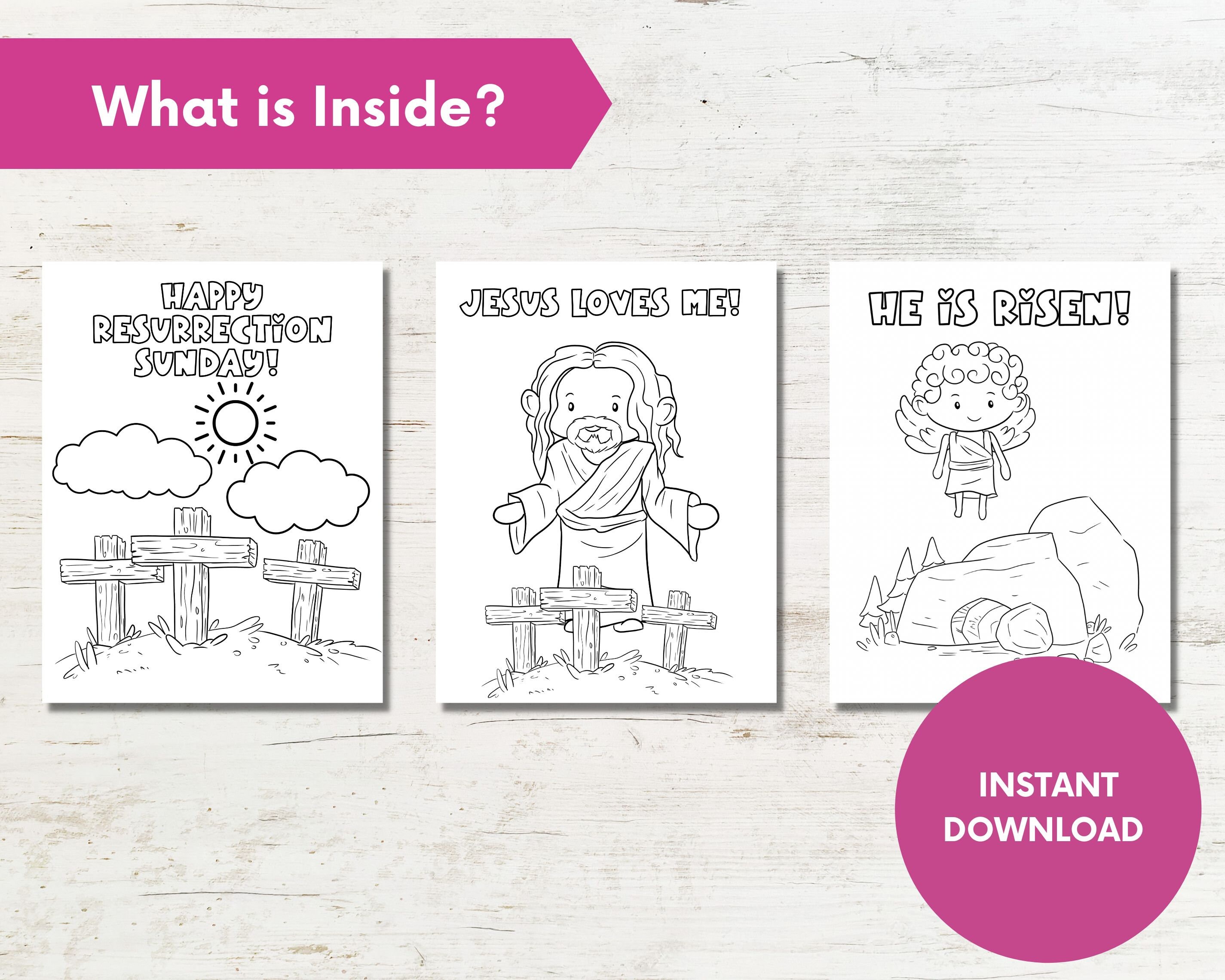 Set of 6 Easter Coloring Pages for Kids, Sunday School Children ...