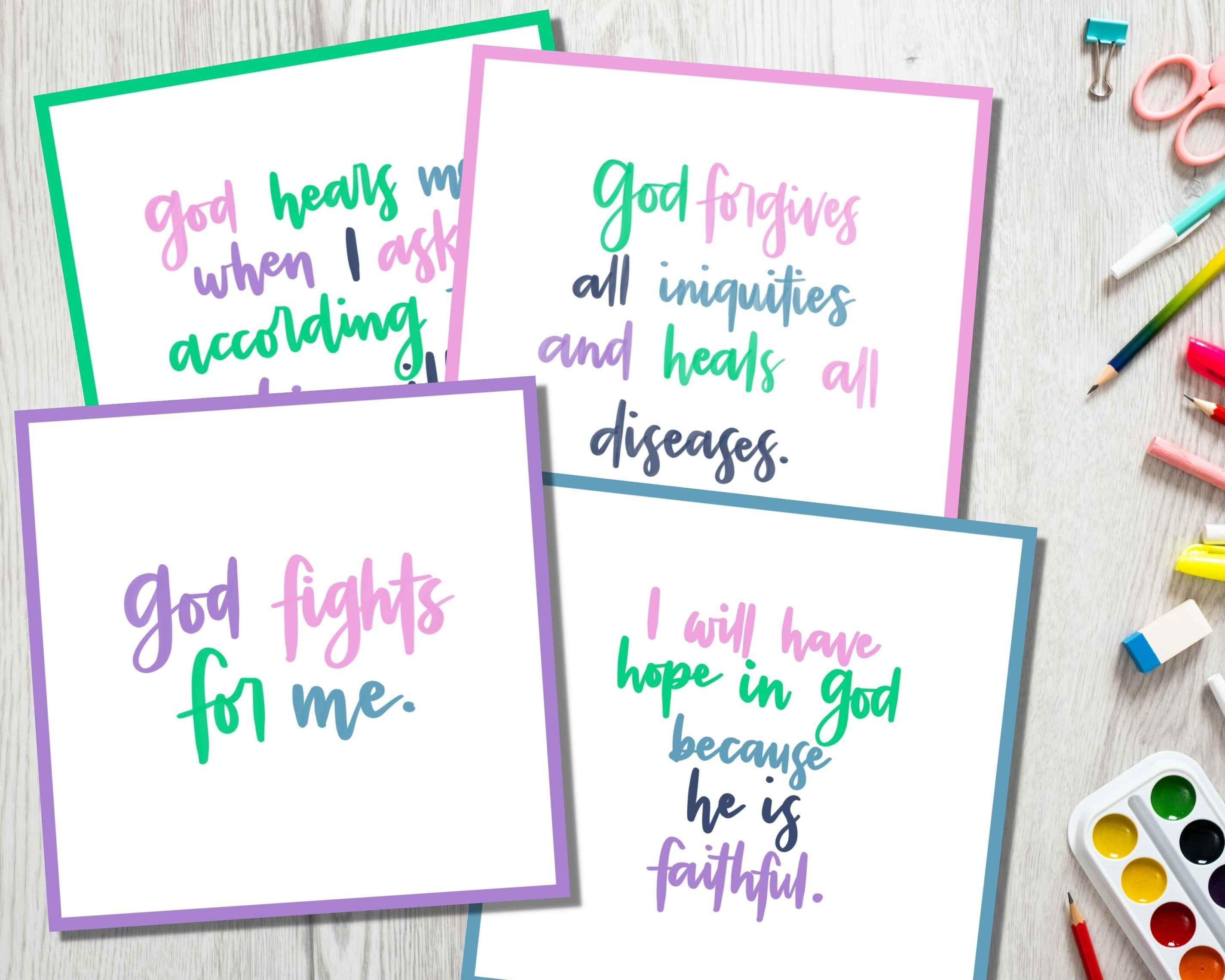 100 Handlettered Printable Words of Affirmation Cards,encouragement ...