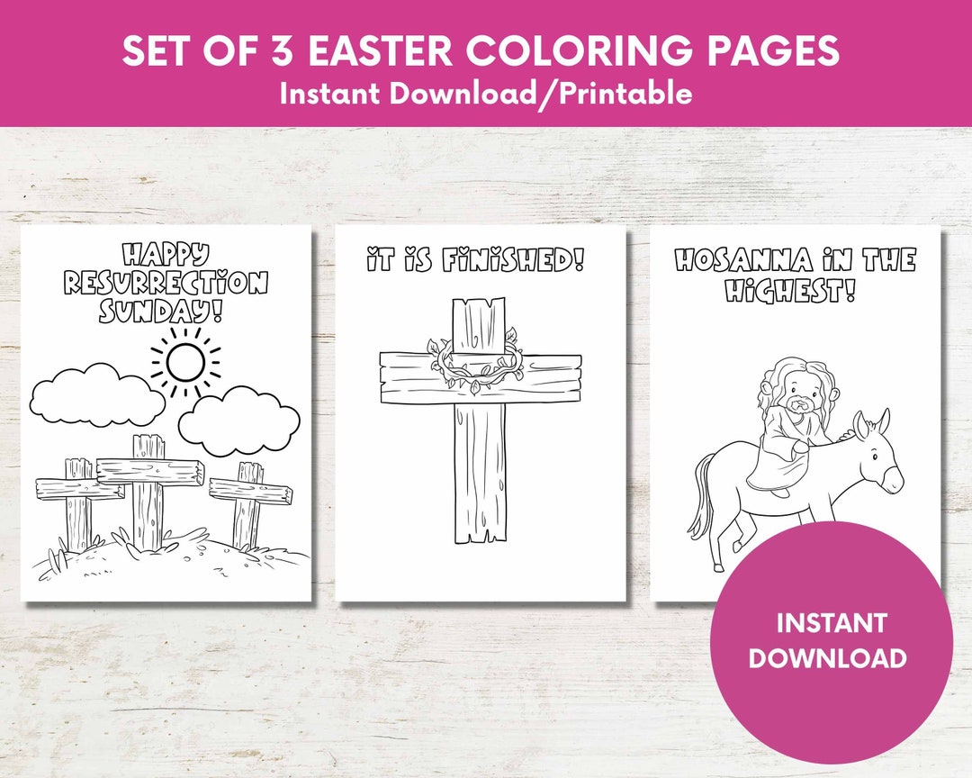 Easter Coloring Book: Set of 3 Kids' Sunday School Activity (digital ...