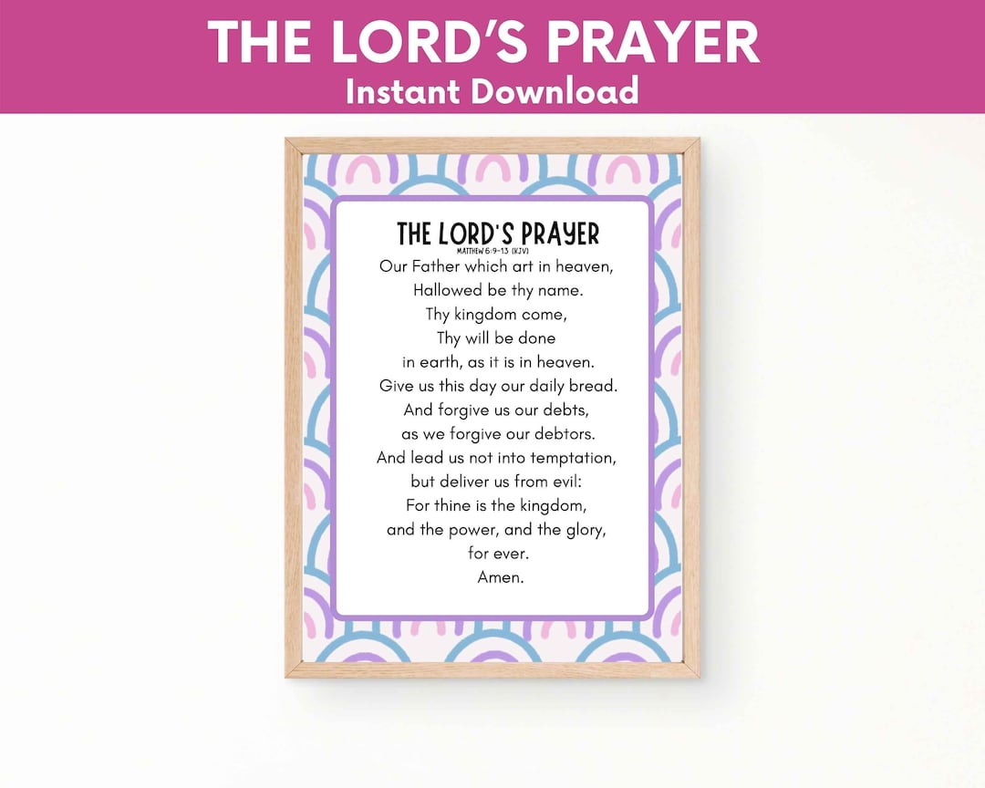 The Lord’s Prayer Printable for School,daily Morning Prayer for Kids ...