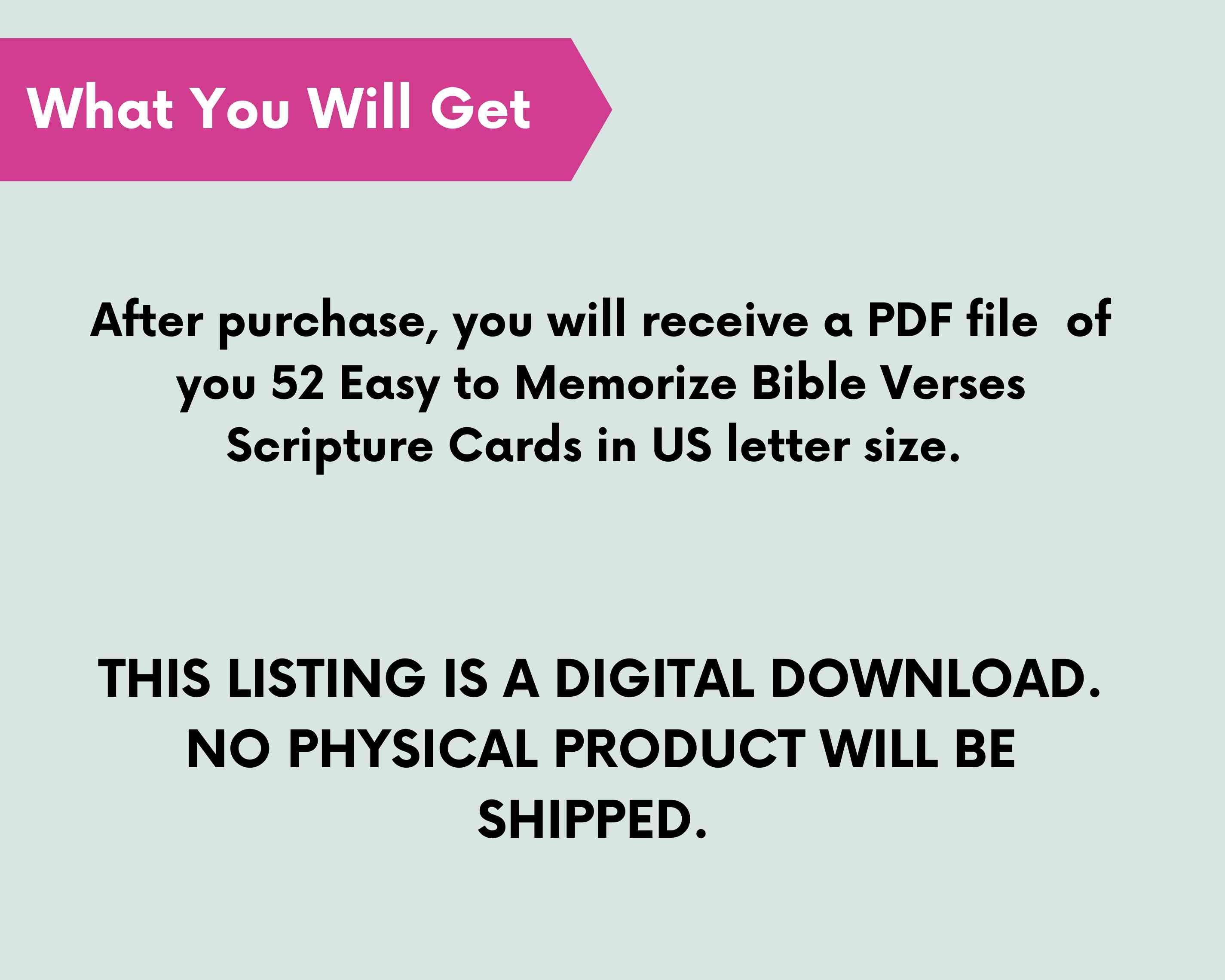 52 Bible Verse Scripture Flashcards Memory Verse,kids Christian ...