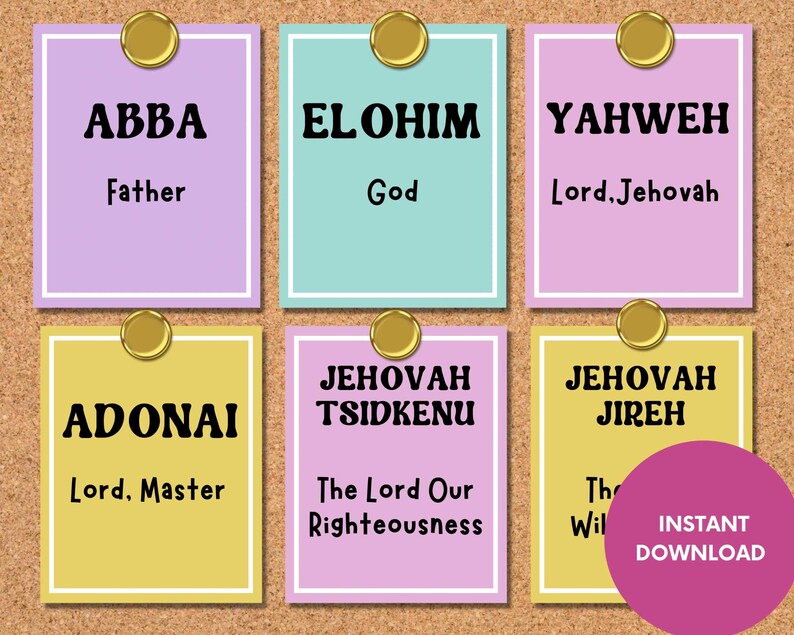 Names of God Scripture Cards: Kids' Faith Printables (digital Download ...