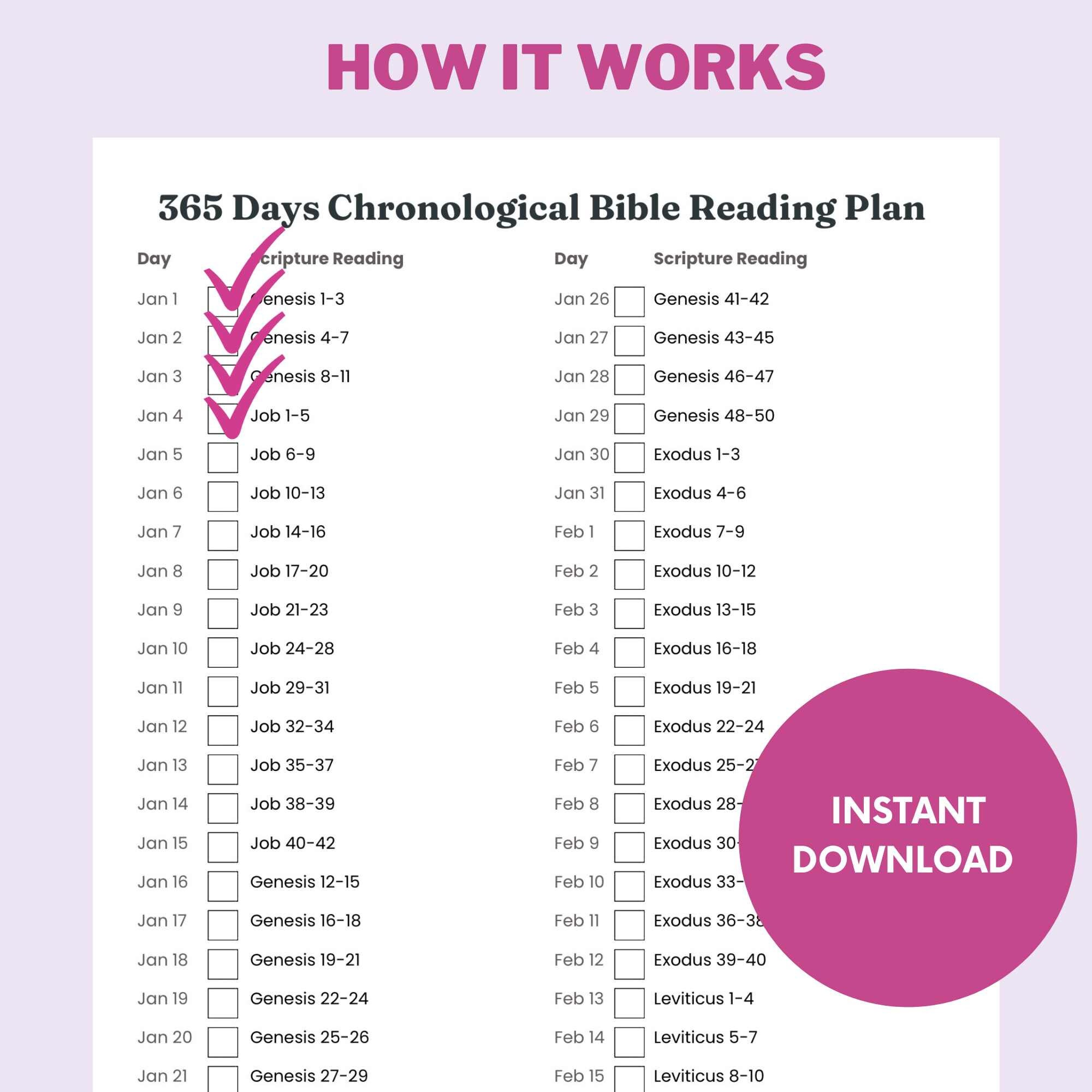 365 Days of Bible Reading Plan,chronological Bible Reading Log ...