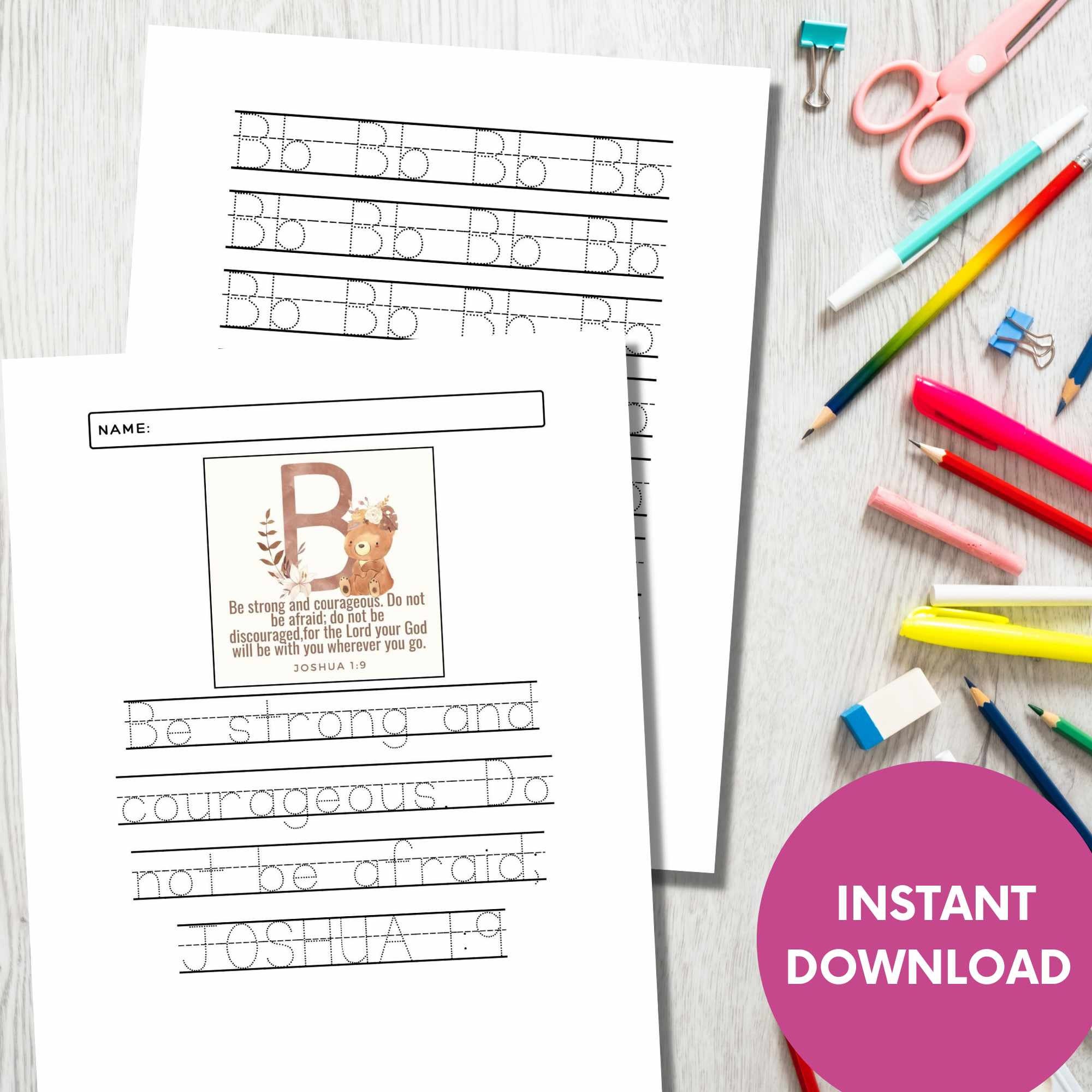 Alphabet Bible Verse Tracing Worksheets and Flashcards for - Etsy