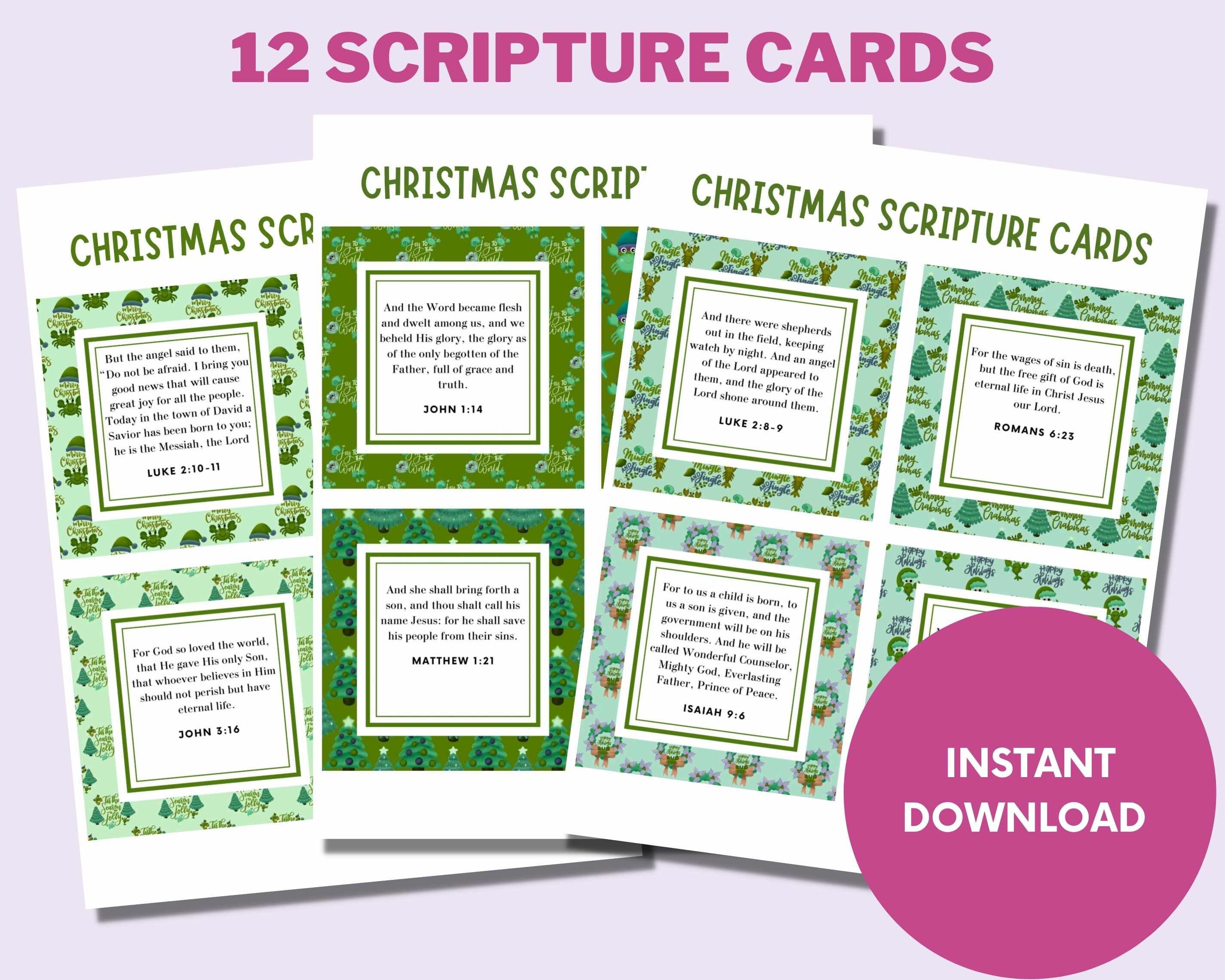 Printable Christmas Bible Verse Cards for Nativity Gifts,enclosure ...
