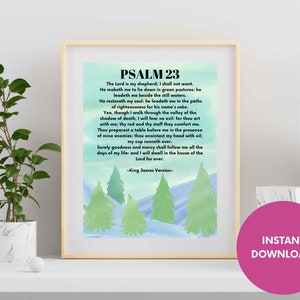 Psalm 23 KJV Printable: Minimalist Christian Scripture Art (digital ...