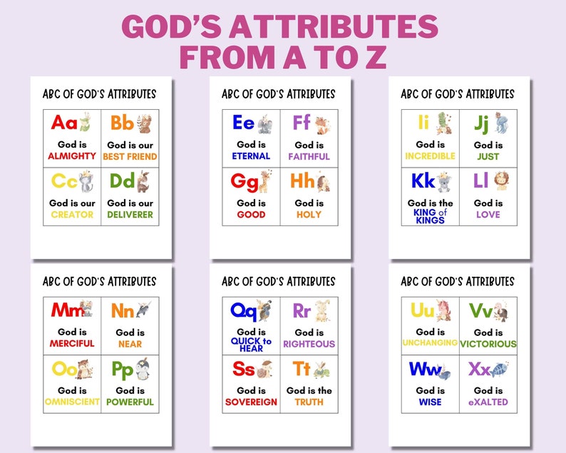 ABC Scripture Cards: Attributes of God, Homeschool Christian Flashcards ...