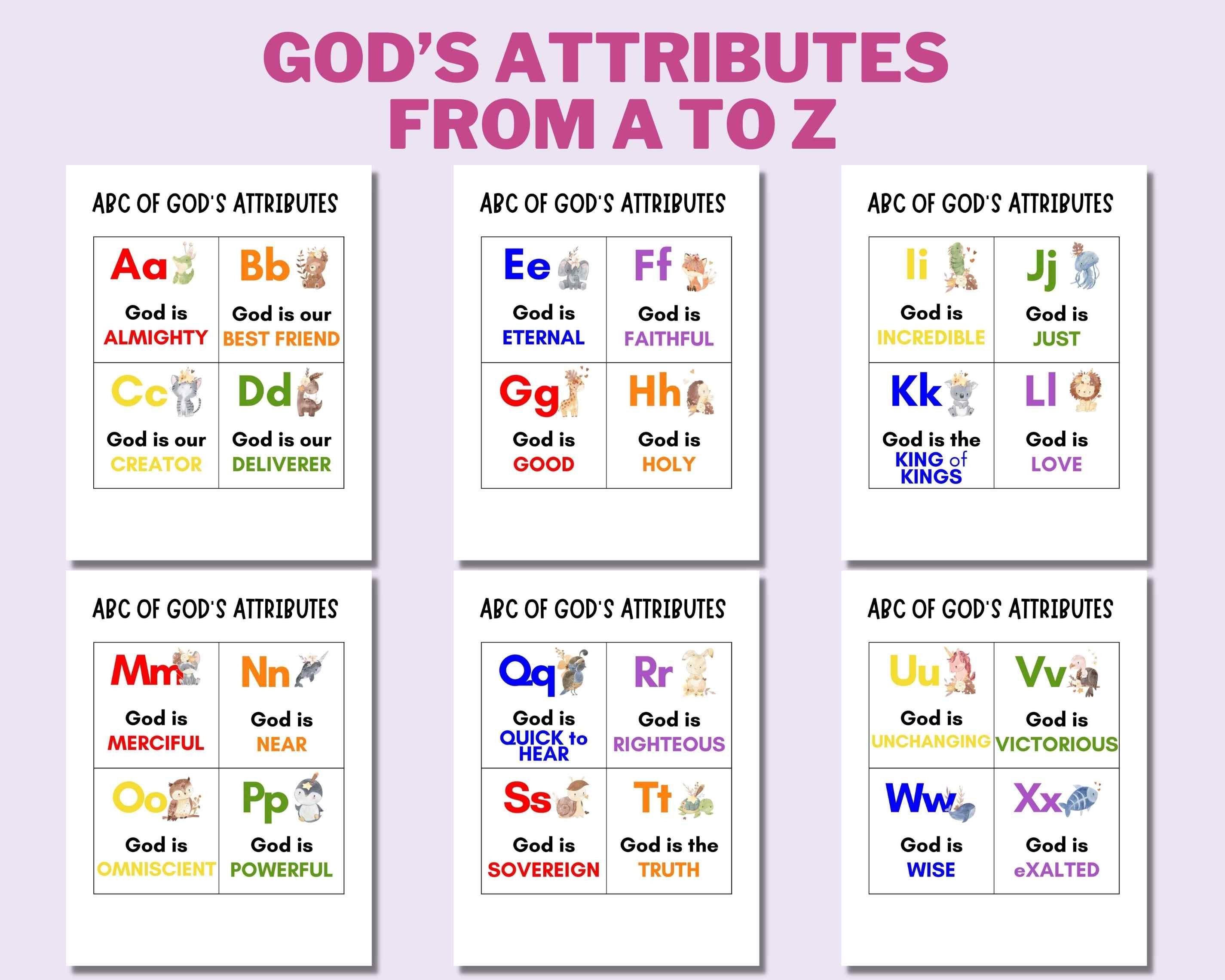 ABC Scripture Cards: Attributes of God, Homeschool Christian Flashcards ...