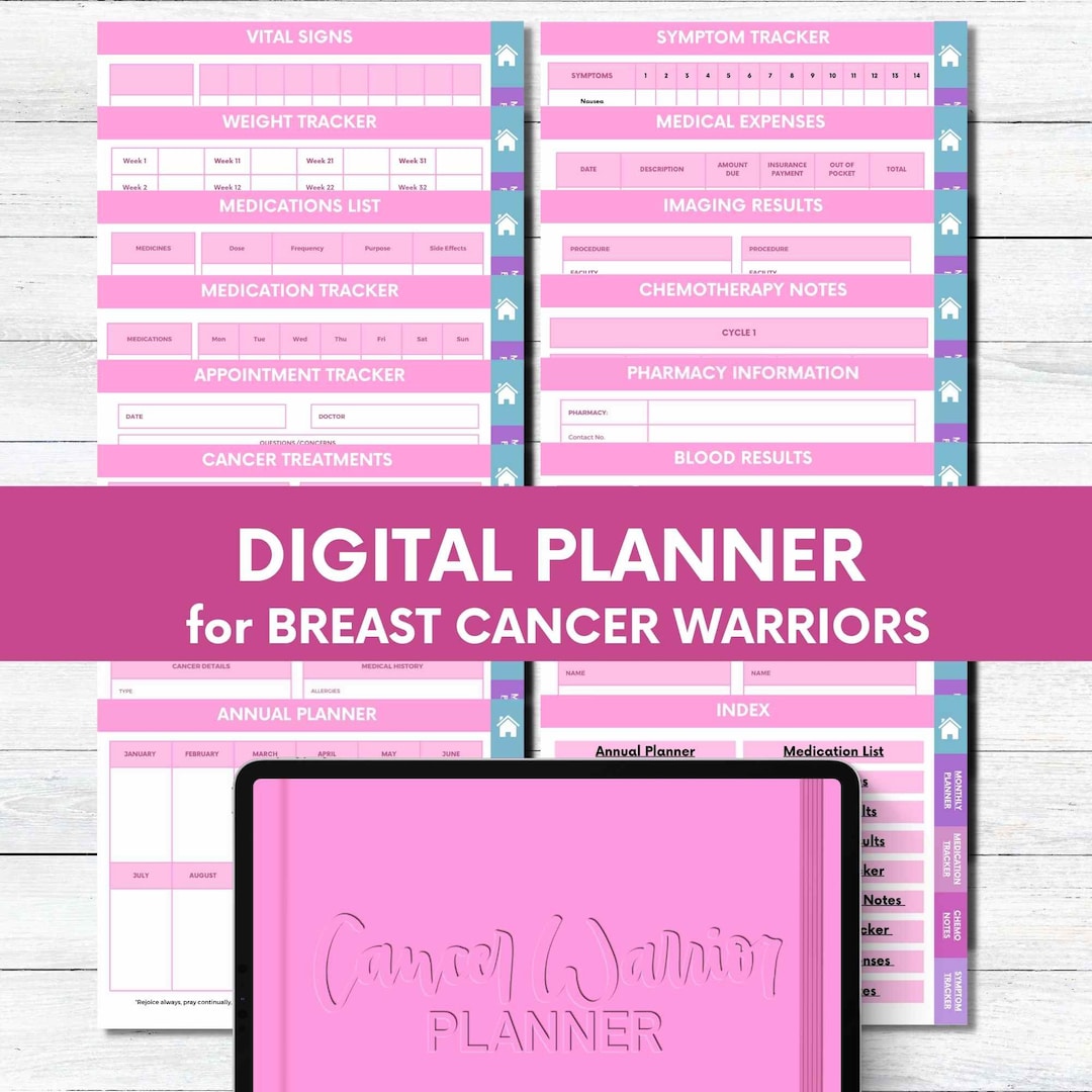 Breast Cancer Warrior Digital Planner: Health Tracker (PDF) - Etsy