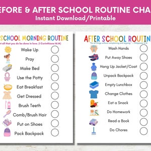 Visual Back to School Morning Before and After School Daily Routine ...