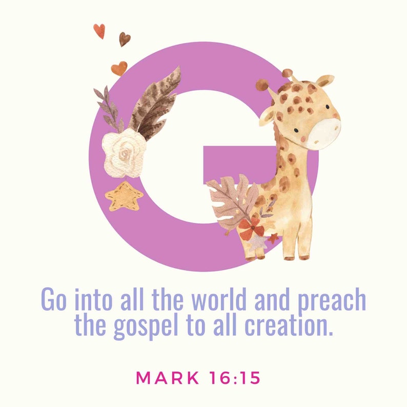 Kids ABC Animal Bible Verse Cards, Bible Verse for Kids Version 1&2 ...