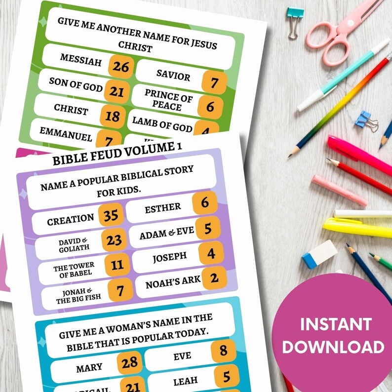 Bible Feud Game Cards: 28 Printable Family Night Games (PDF) - Etsy