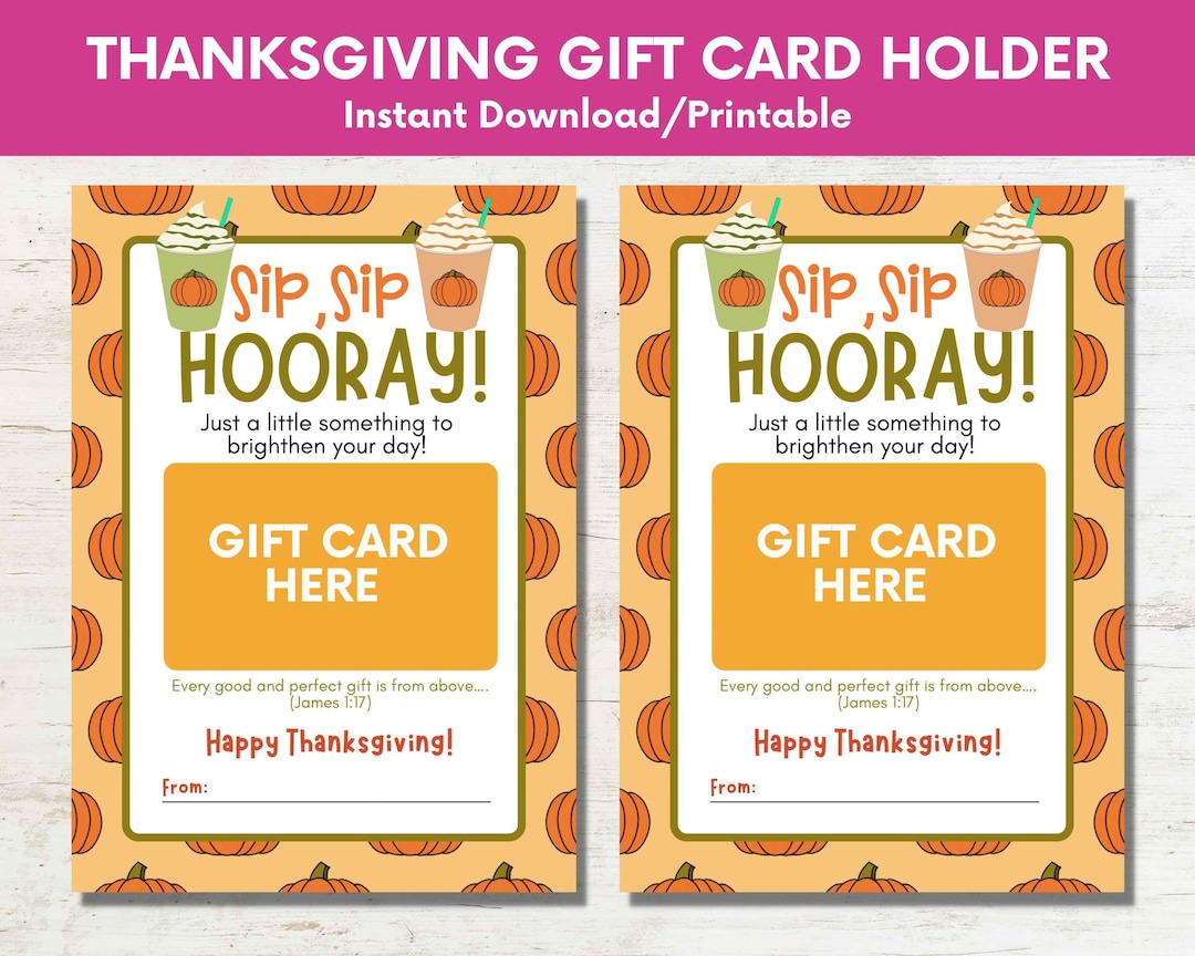Happy Thanksgiving Printable Gift Card Holder,employee Neighbor Friend ...