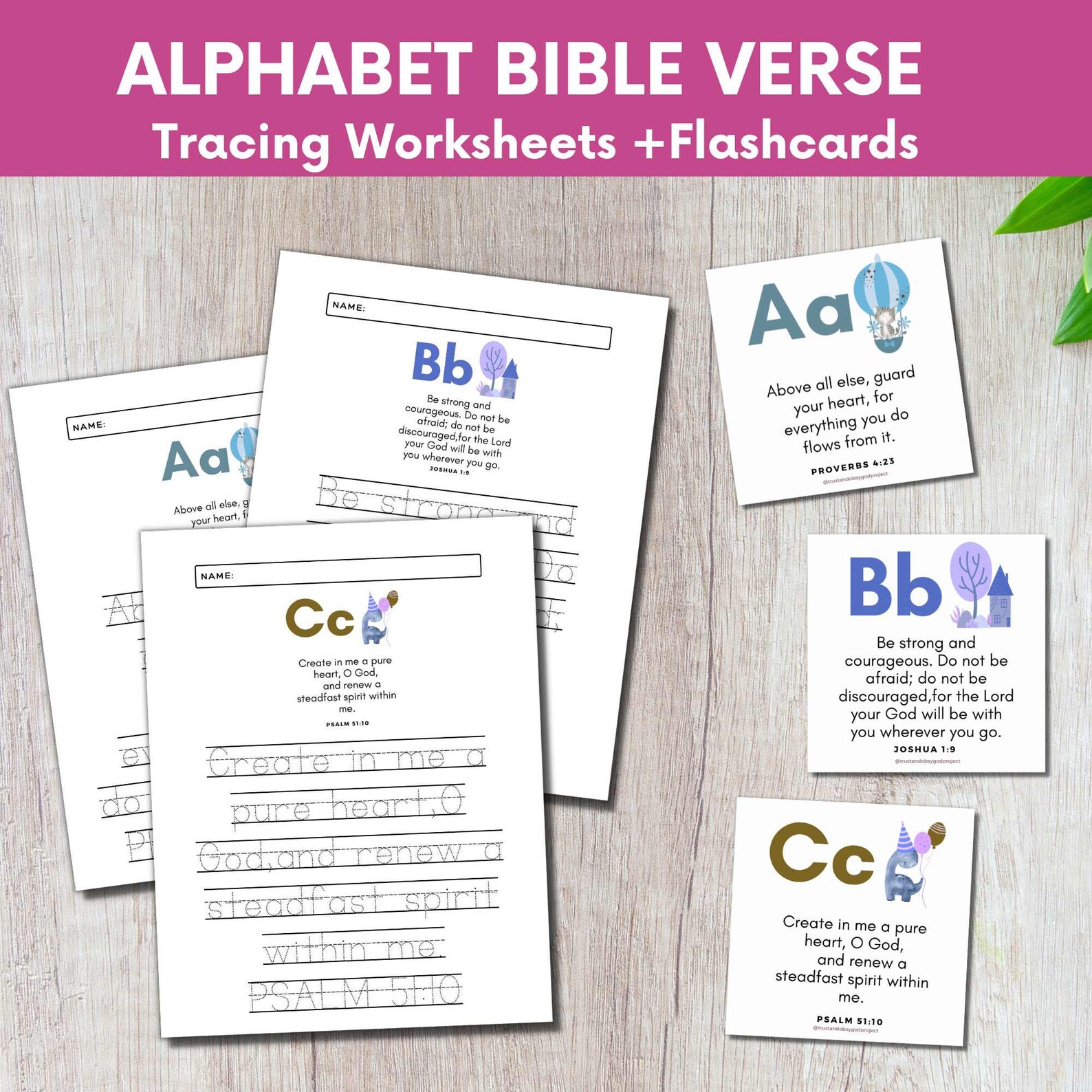 Printable Alphabet Bible Verse Cards and Tracing Worksheet ,homeschool ...