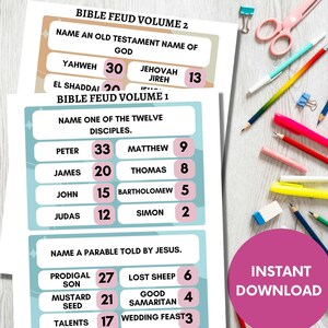 28 Bible Game Cards for Youth Night,christian Women Bible Feud Games ...
