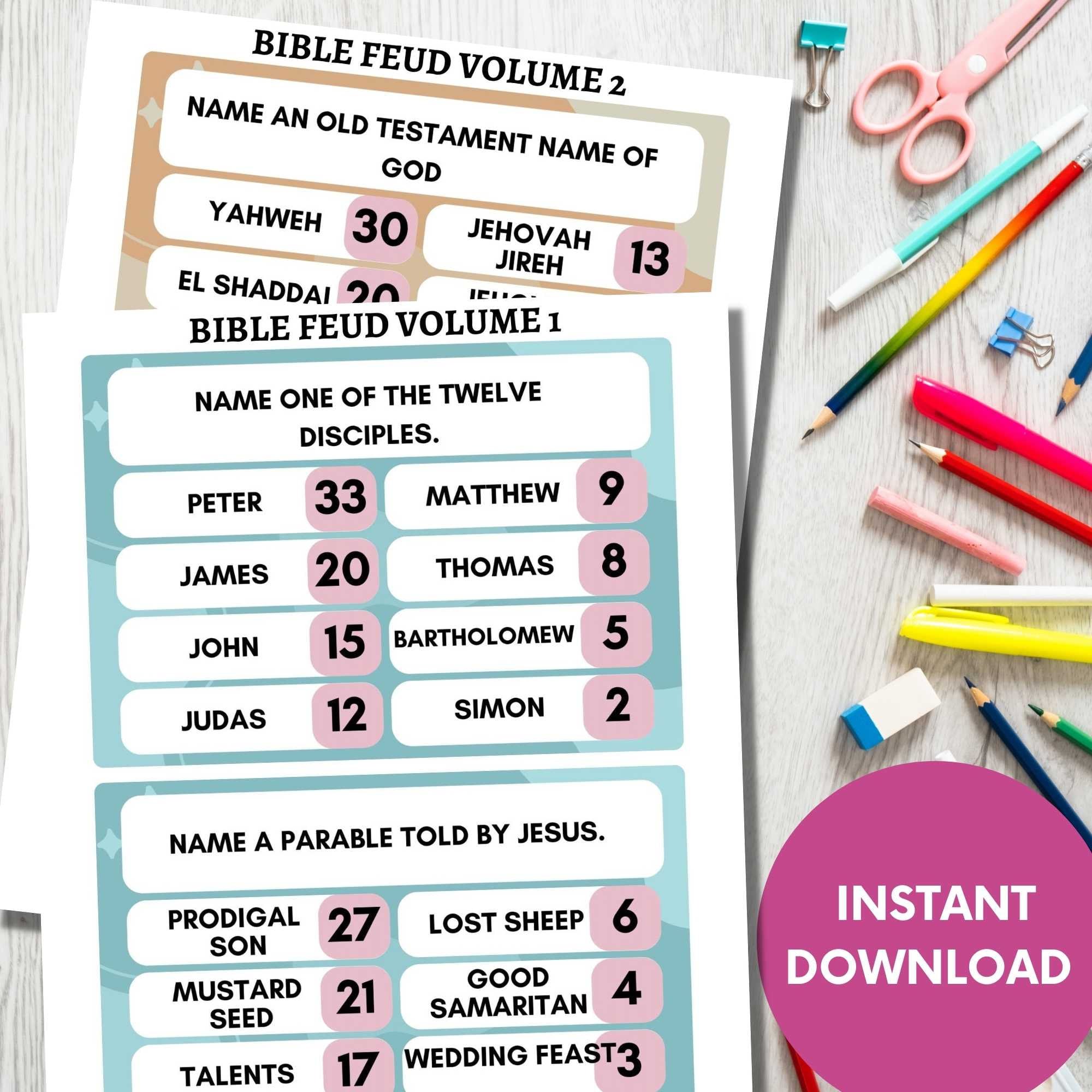 28 Bible Game Cards for Youth Night,christian Women Bible Feud Games ...