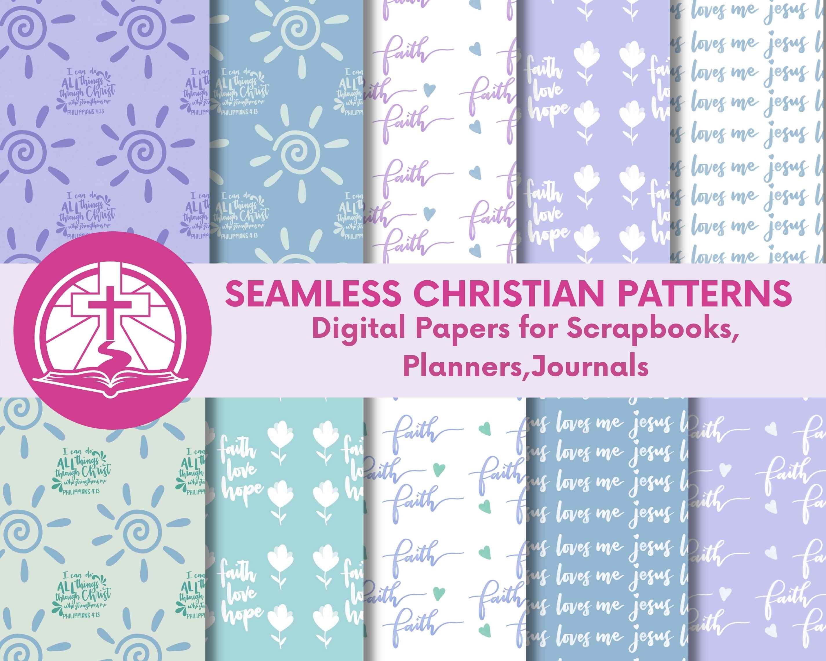 10 Pastel Christian Digital Paper Seamless Pattern Scrapbooking,digital ...