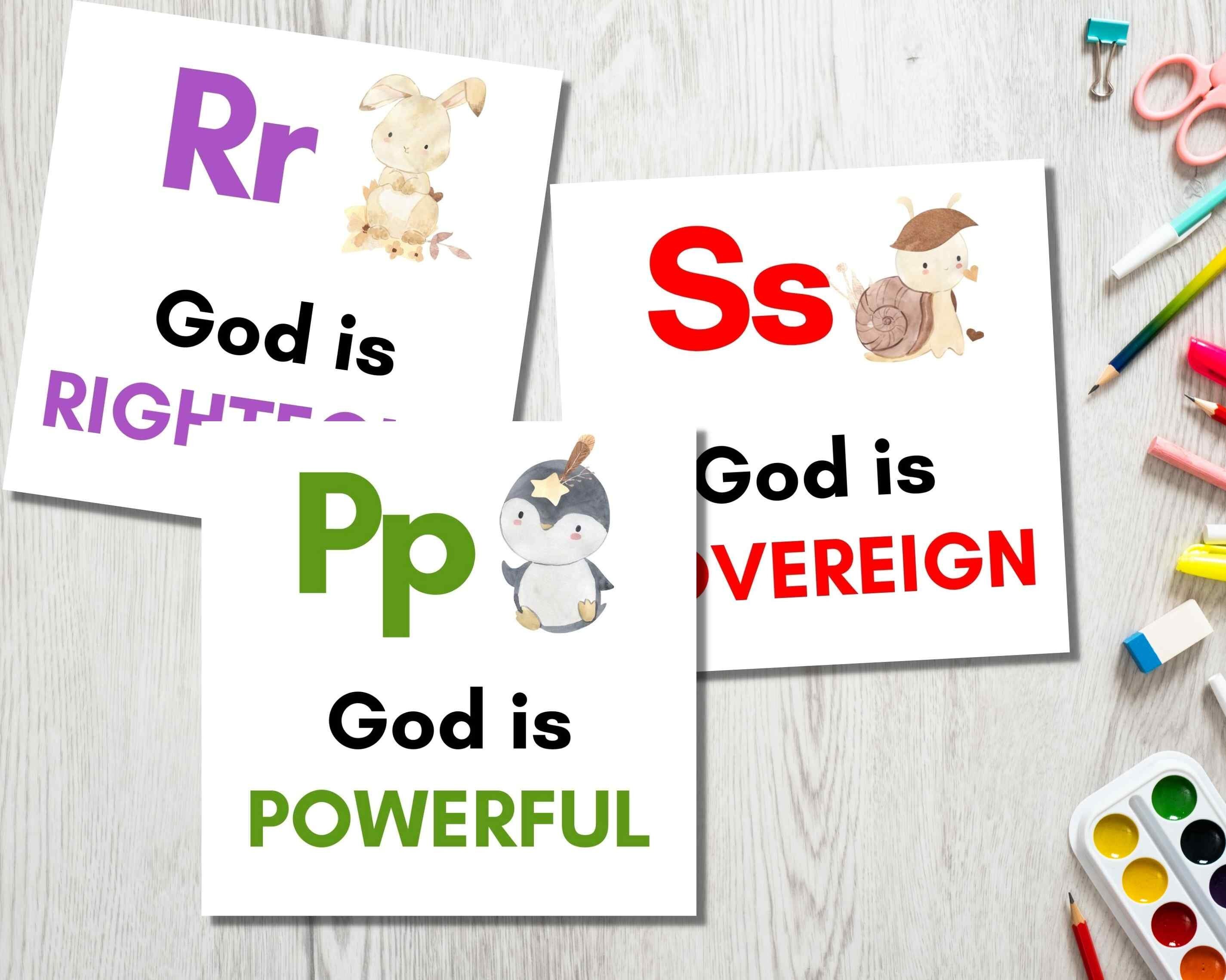 ABC Scripture Cards: Attributes of God, Homeschool Christian Flashcards ...