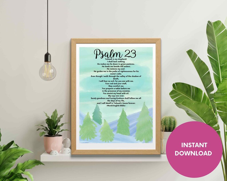 The Lord is My Shepherd Psalm 23 Bible Verse Print,world English Bible ...