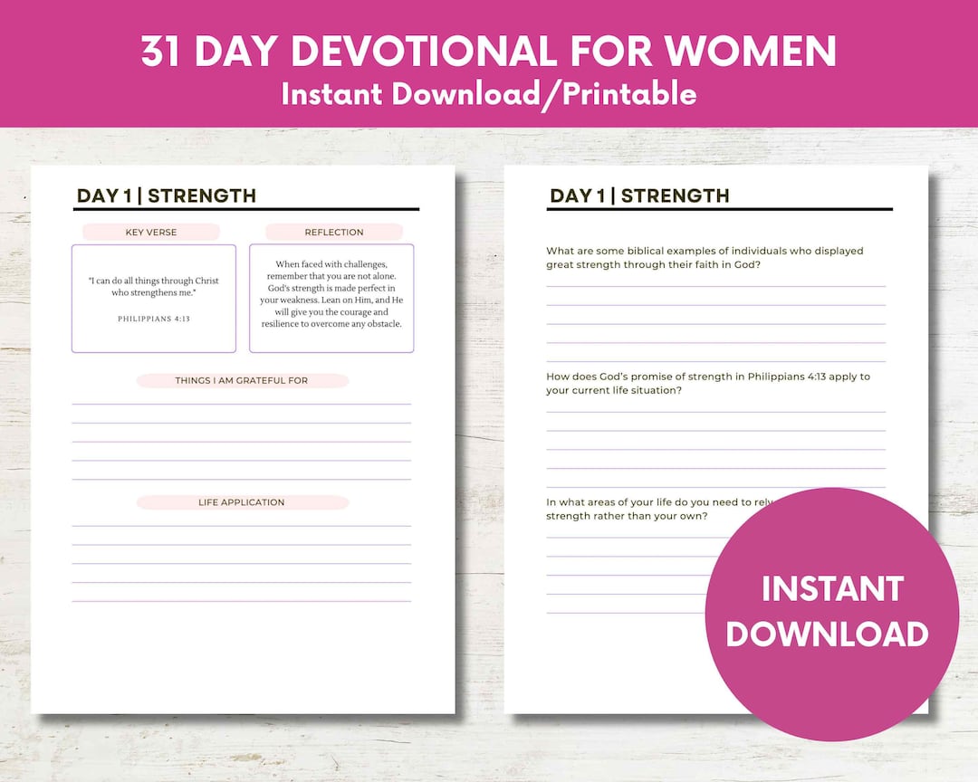 31 Day Printable Devotional for Christian Women,scripture Resources ...