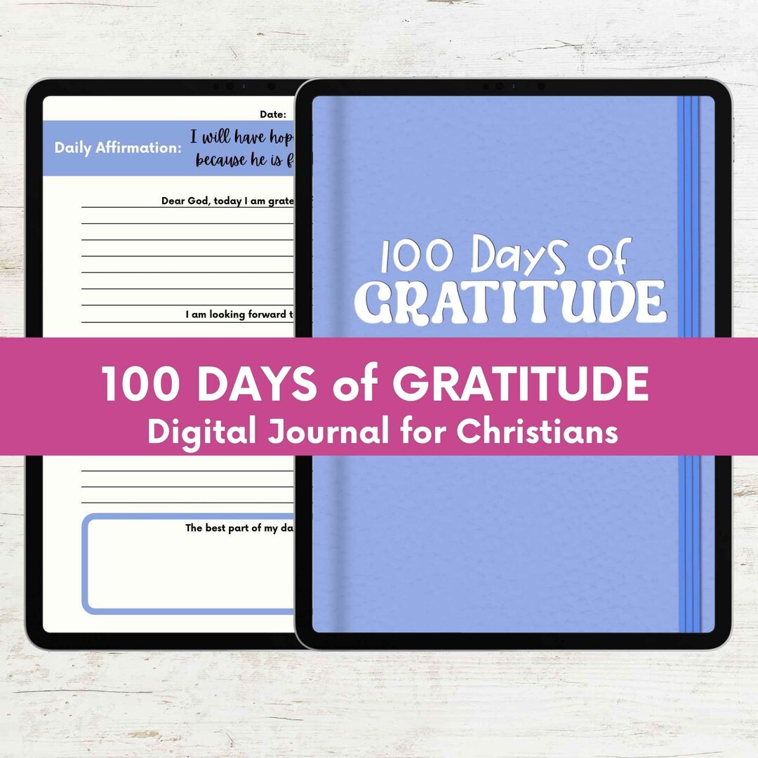 100 Days of Gratitude Digital Journal: Christian Affirmations (PDF) - Etsy