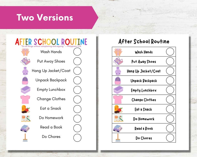 After School Routine Checklist for Kids,kids Chore Checklist Daily ...