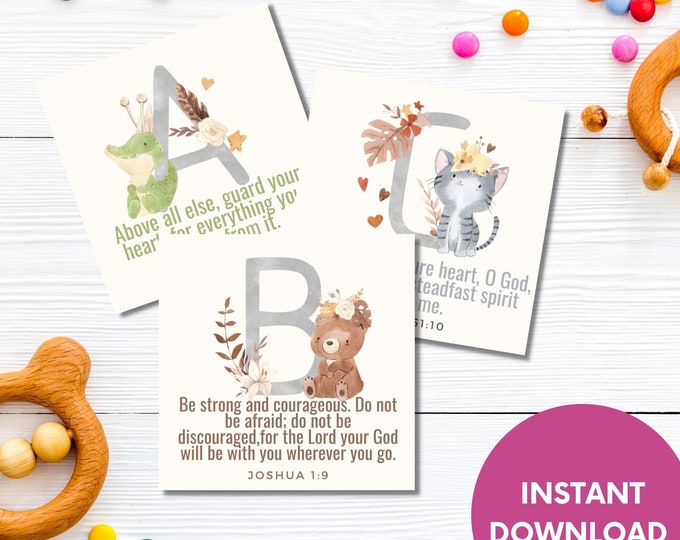 Bible Memory Cards for Kids, Alphabet Tracing Cards, Bible ABC Cards ...