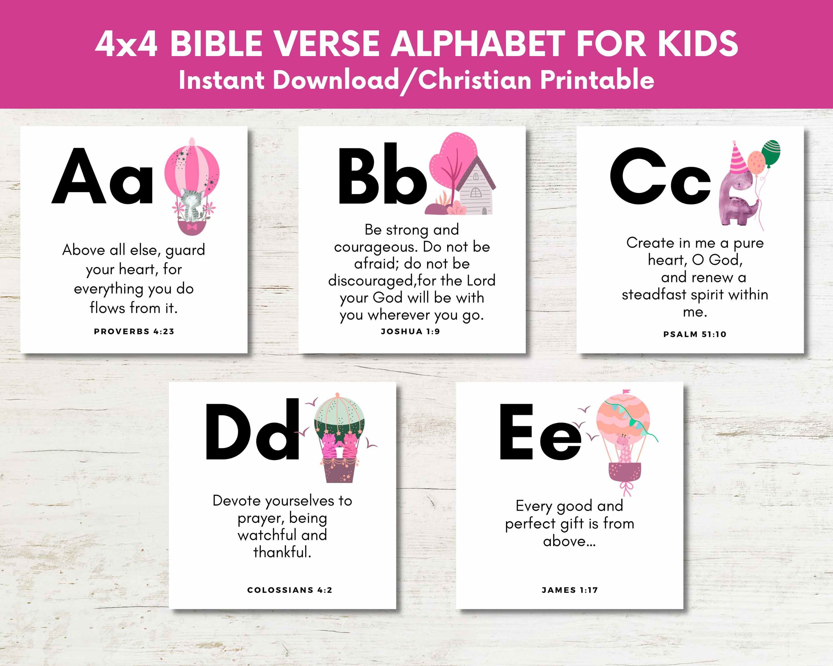 4x4 Bible Verse Scripture Flashcards for Sunday School,kids ABC Bible ...