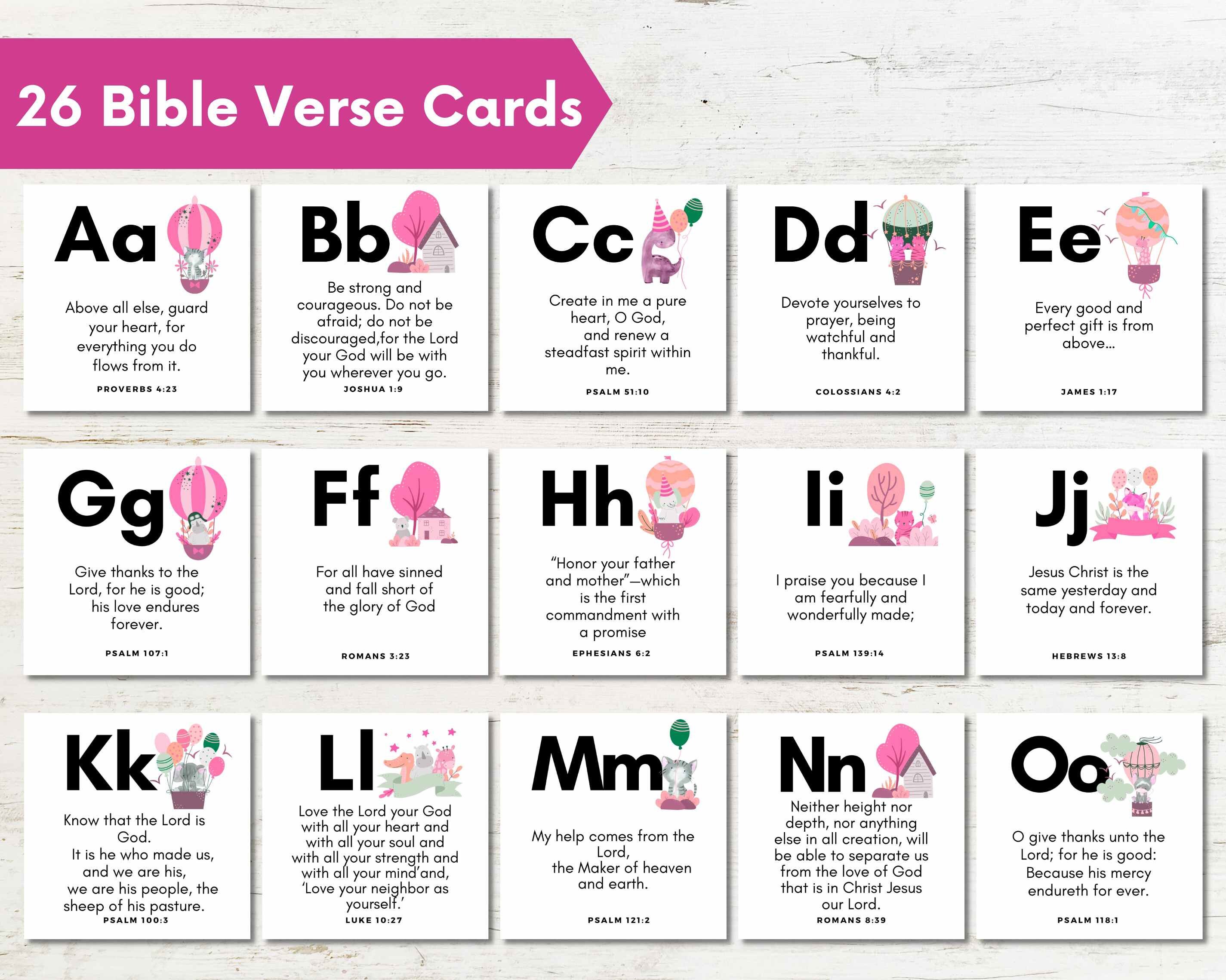 4x4 Bible Verse Scripture Flashcards for Sunday School,kids ABC Bible ...
