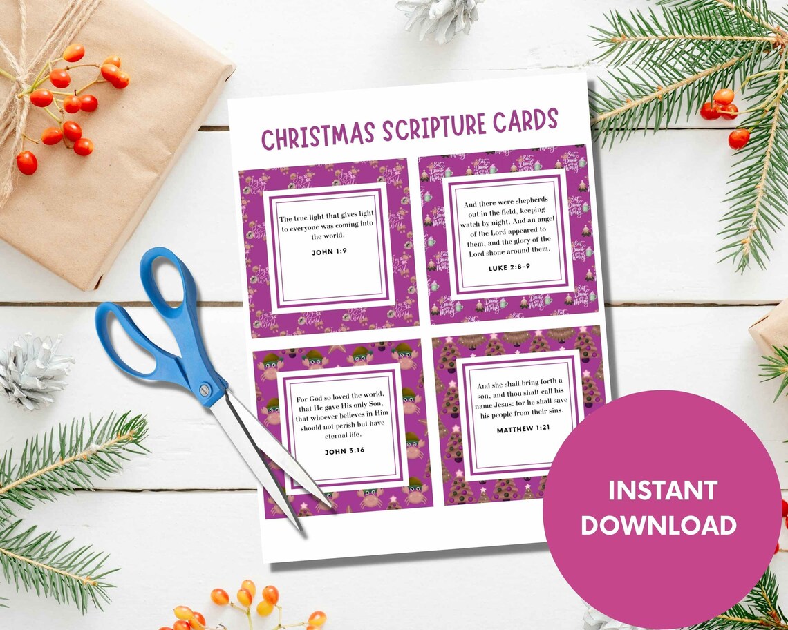 Printable Christmas Bible Verse Cards for Nativity - Etsy