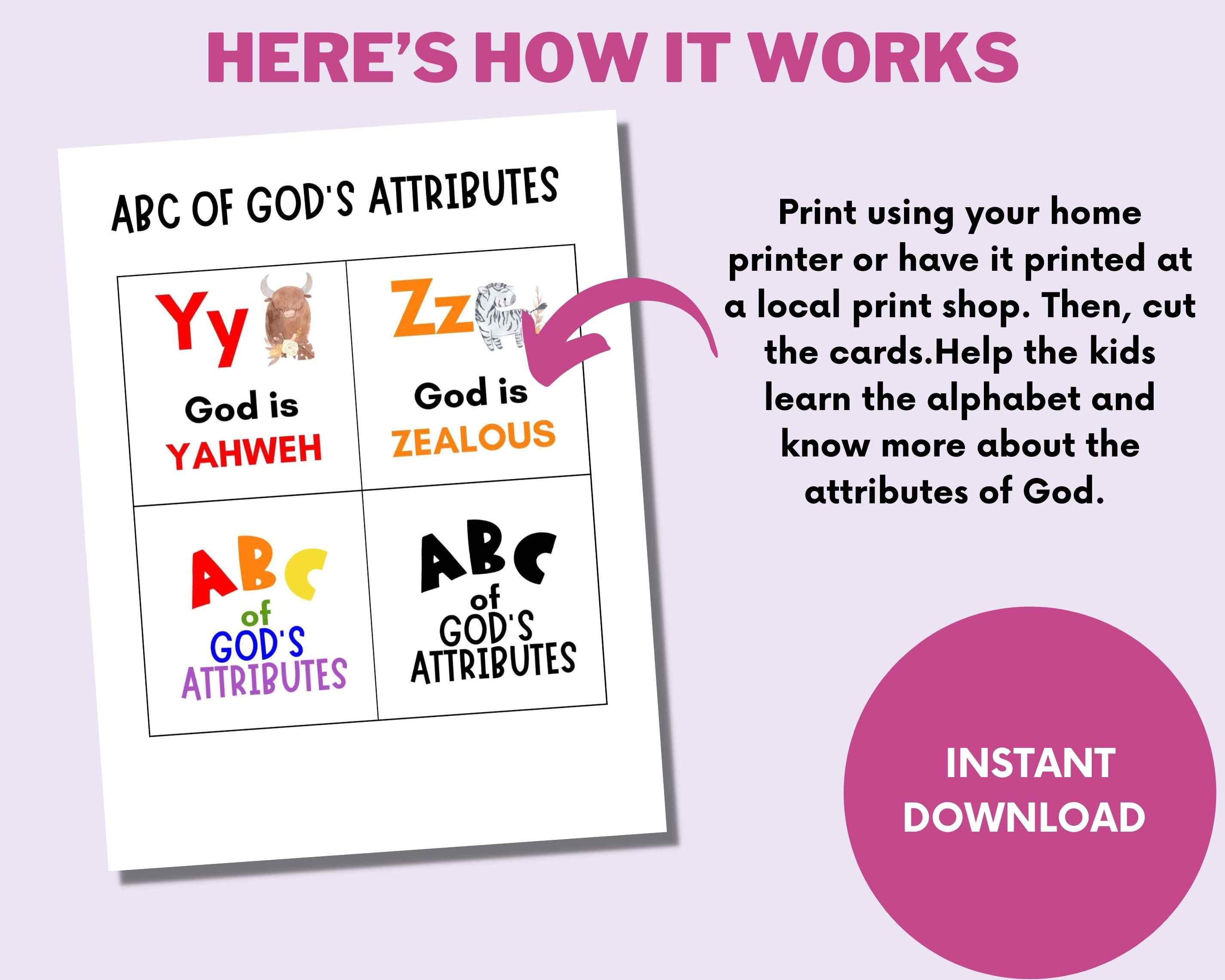 ABC Scripture Cards: Attributes of God, Homeschool Christian Flashcards ...