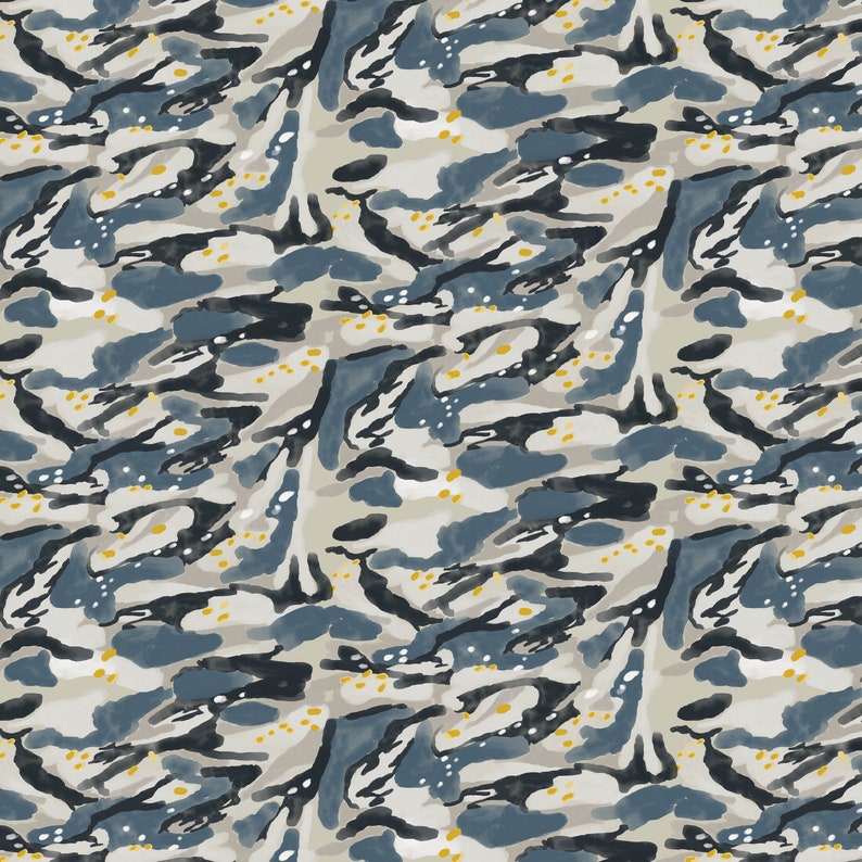 Reflection - Navy With Yellow Wallpaper SAMPLE - Etsy