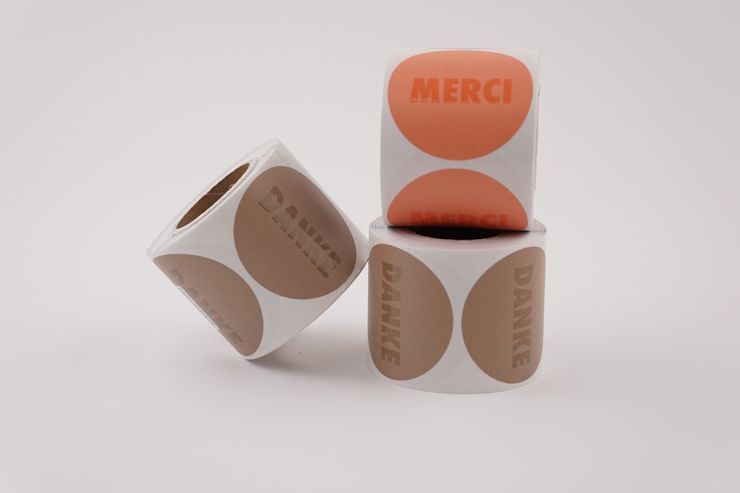 Sticker MERCI and THANK YOU in the Color Beige I Coral - Etsy