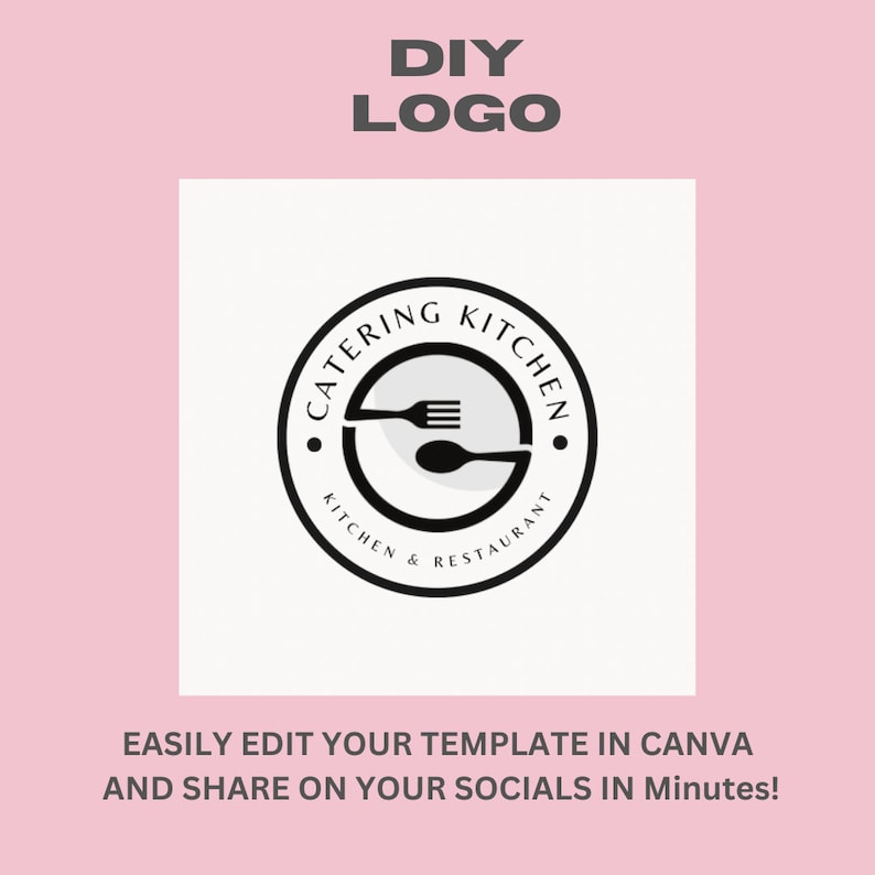 Editable Catering DIY Canva Logo, Premade Chef Business Logo Template ...