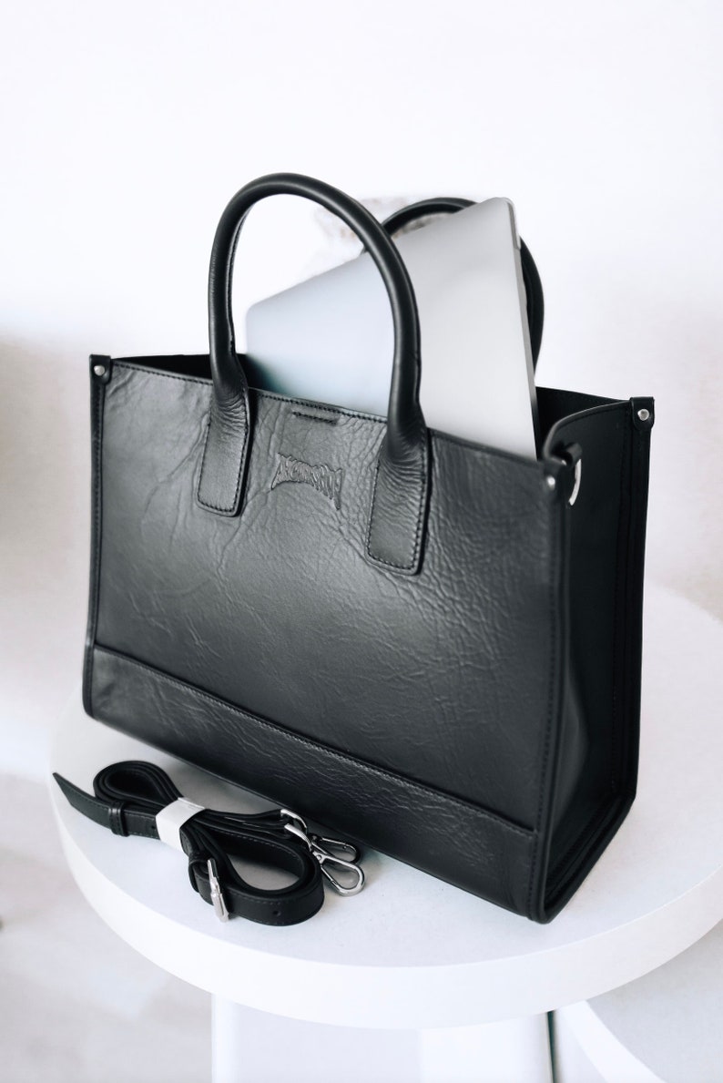 Genuine Leather Handbag: Minimalist Black Shoulder Bag - Etsy