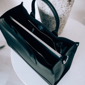 Genuine Leather Handbag: Minimalist Black Shoulder Bag - Etsy
