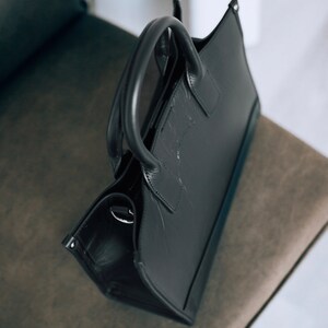 Genuine Leather Handbag: Minimalist Black Shoulder Bag - Etsy
